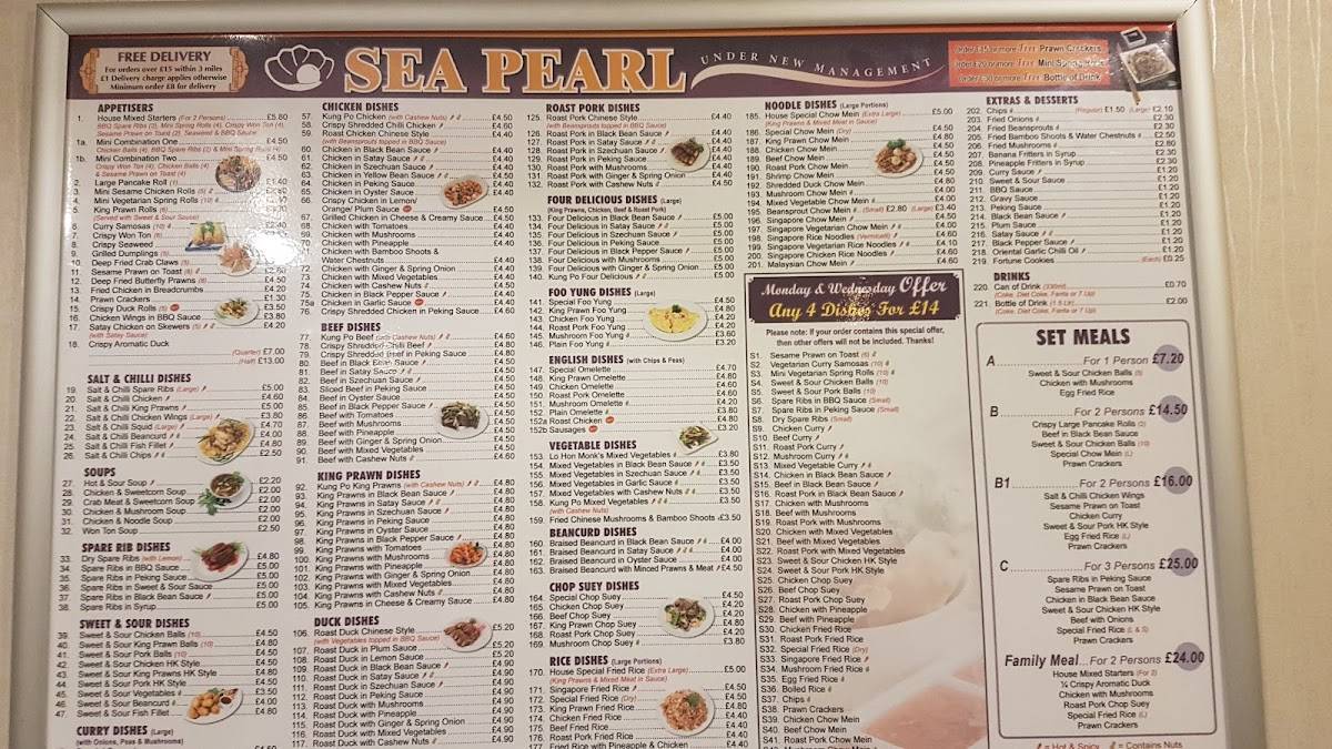 Menu at Sea Pearl restaurant, Sutton-in-Ashfield