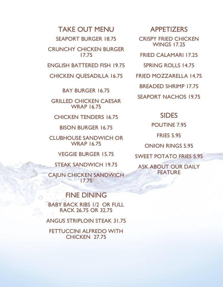 Menu at Seaport Hotel pub & bar, Churchill, 299 Kelsey