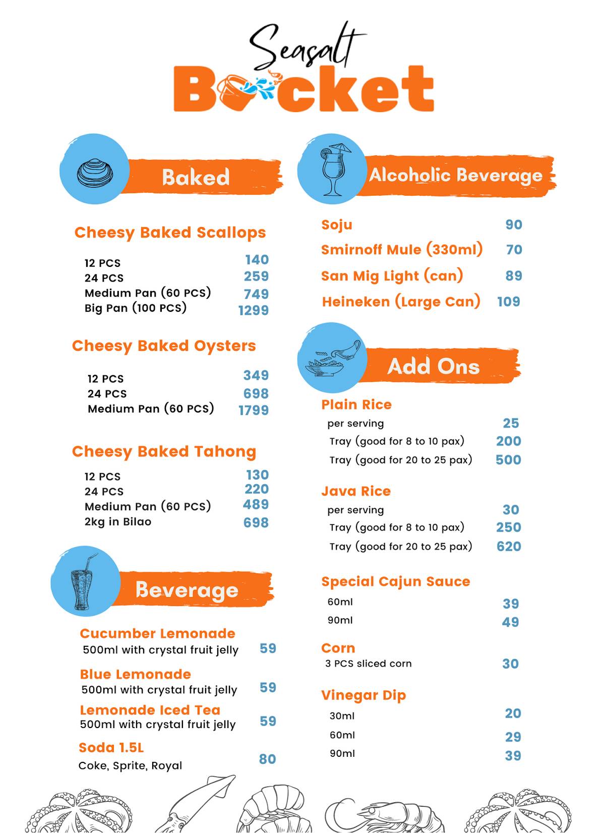 Menu at Seasalt Bucket- Le Village Lifestyle Park restaurant, Quezon City