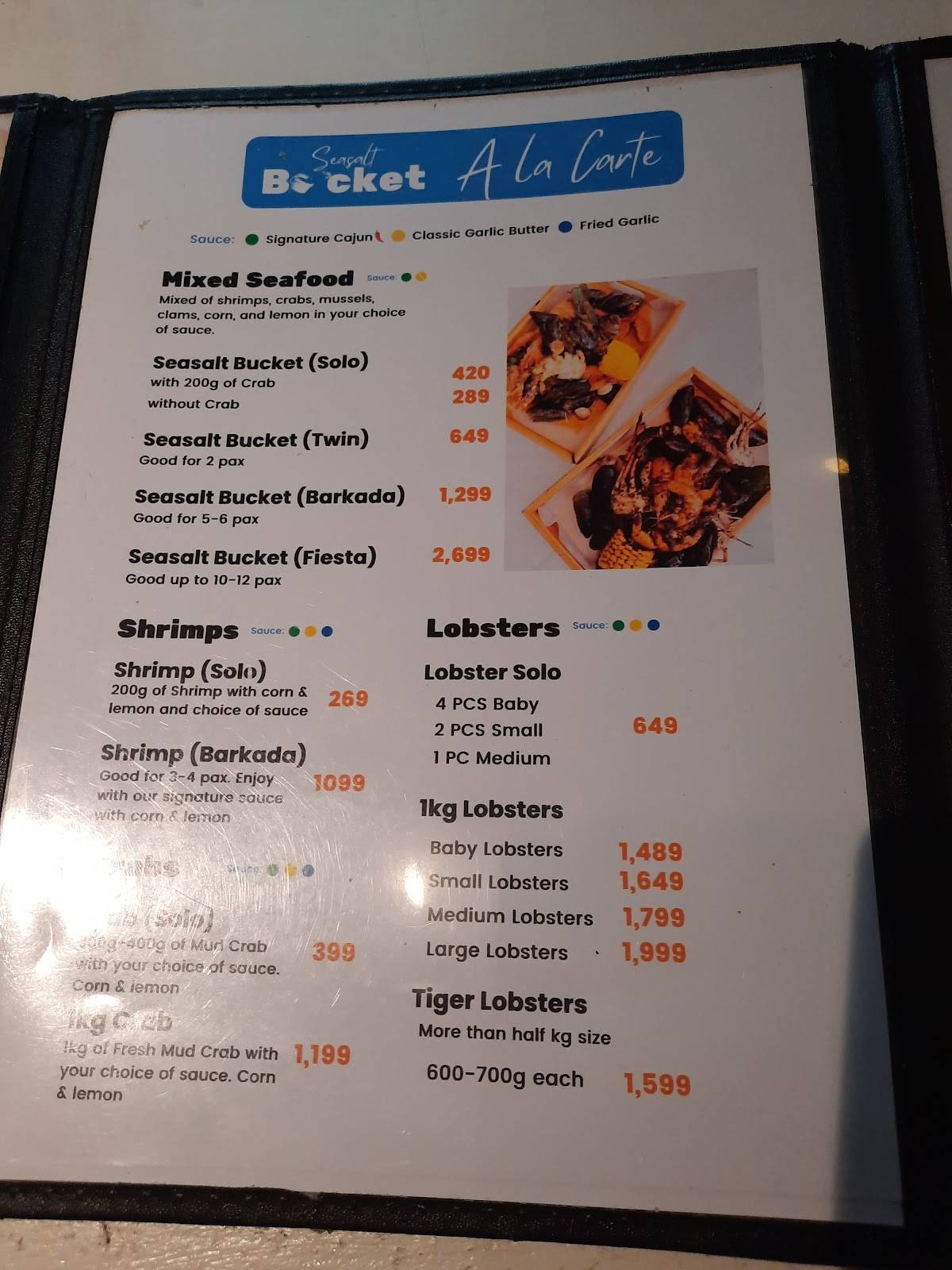 Menu at (Moved to Calle Bistro Ever Gotesco) Seasalt Bucket- Le Village ...