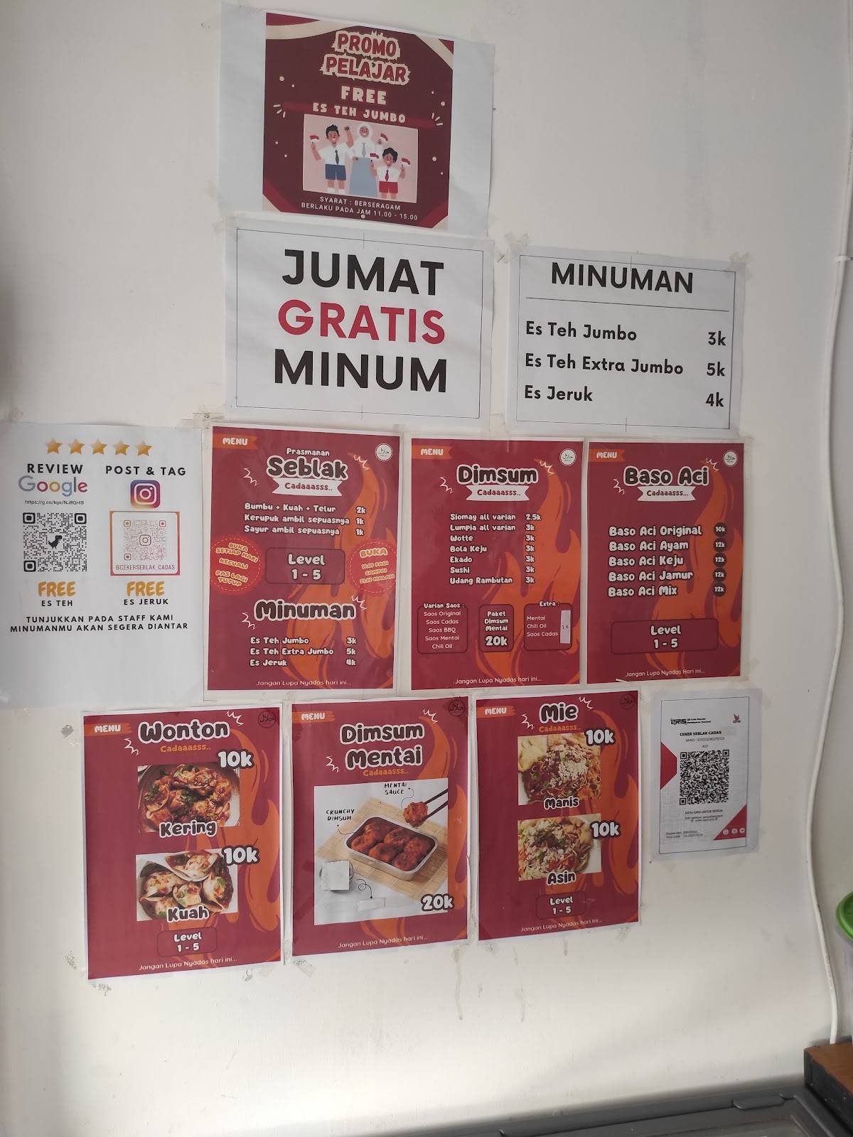 Menu at Seblak Prasmanan, Dimsum dan Baso Aci Cadas pub & bar, Mulung