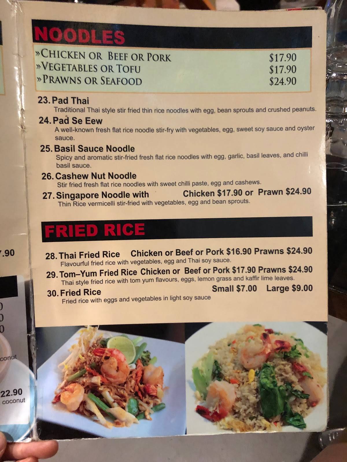 Menu at Secret Recipe Thai Restaurant, Mareeba
