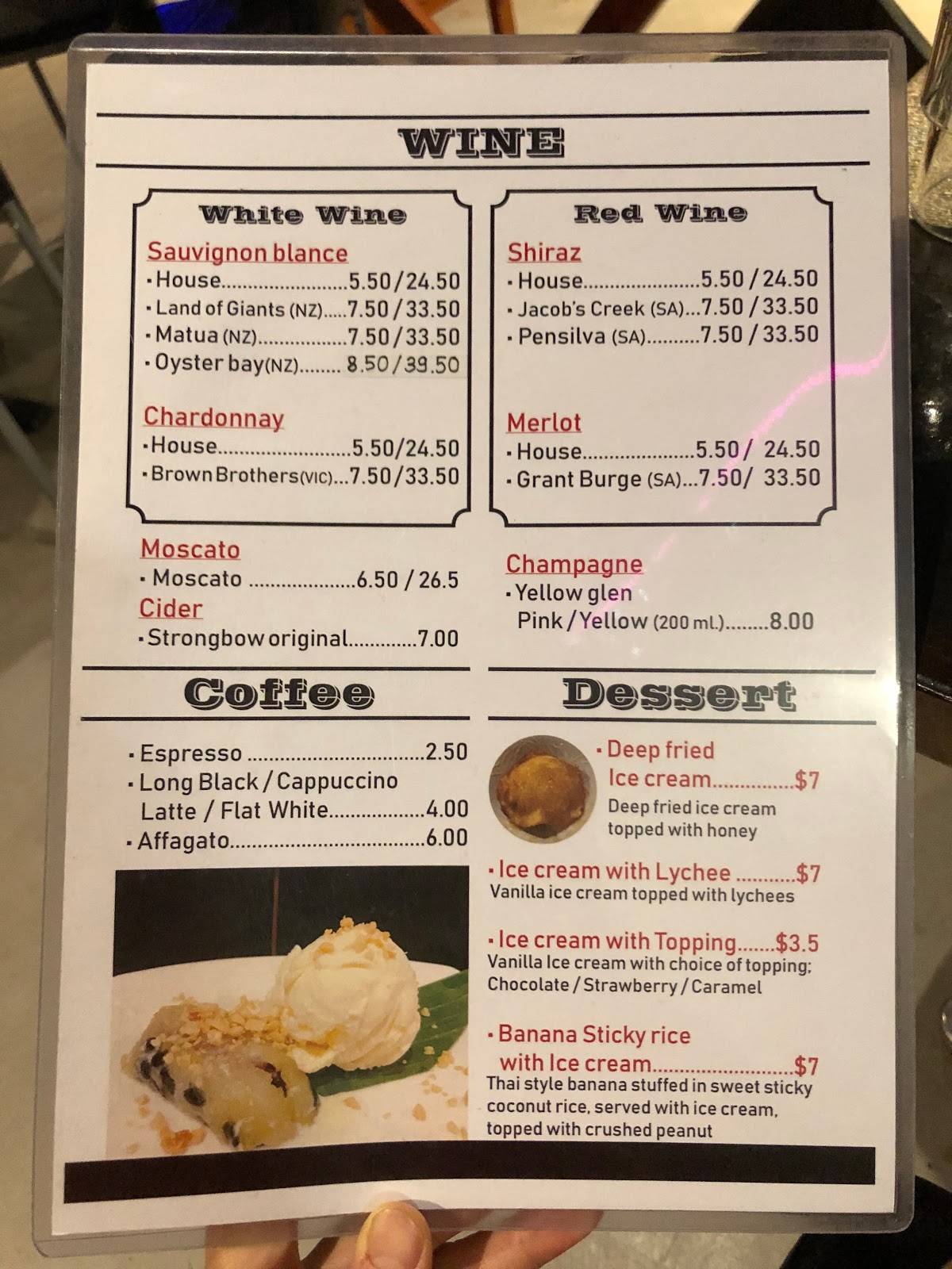 Menu at Secret Recipe Thai Restaurant, Mareeba
