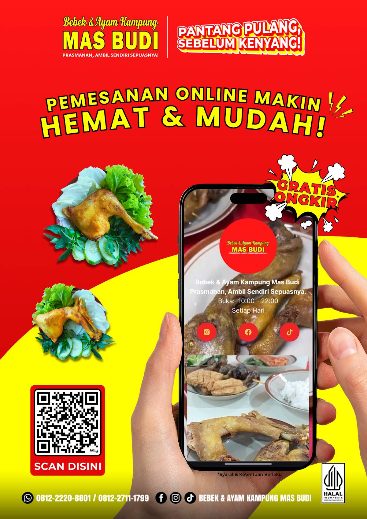 Carta del restaurante Bebek & Ayam Kampung MAS BUDI, Semarang, Jl. RA ...