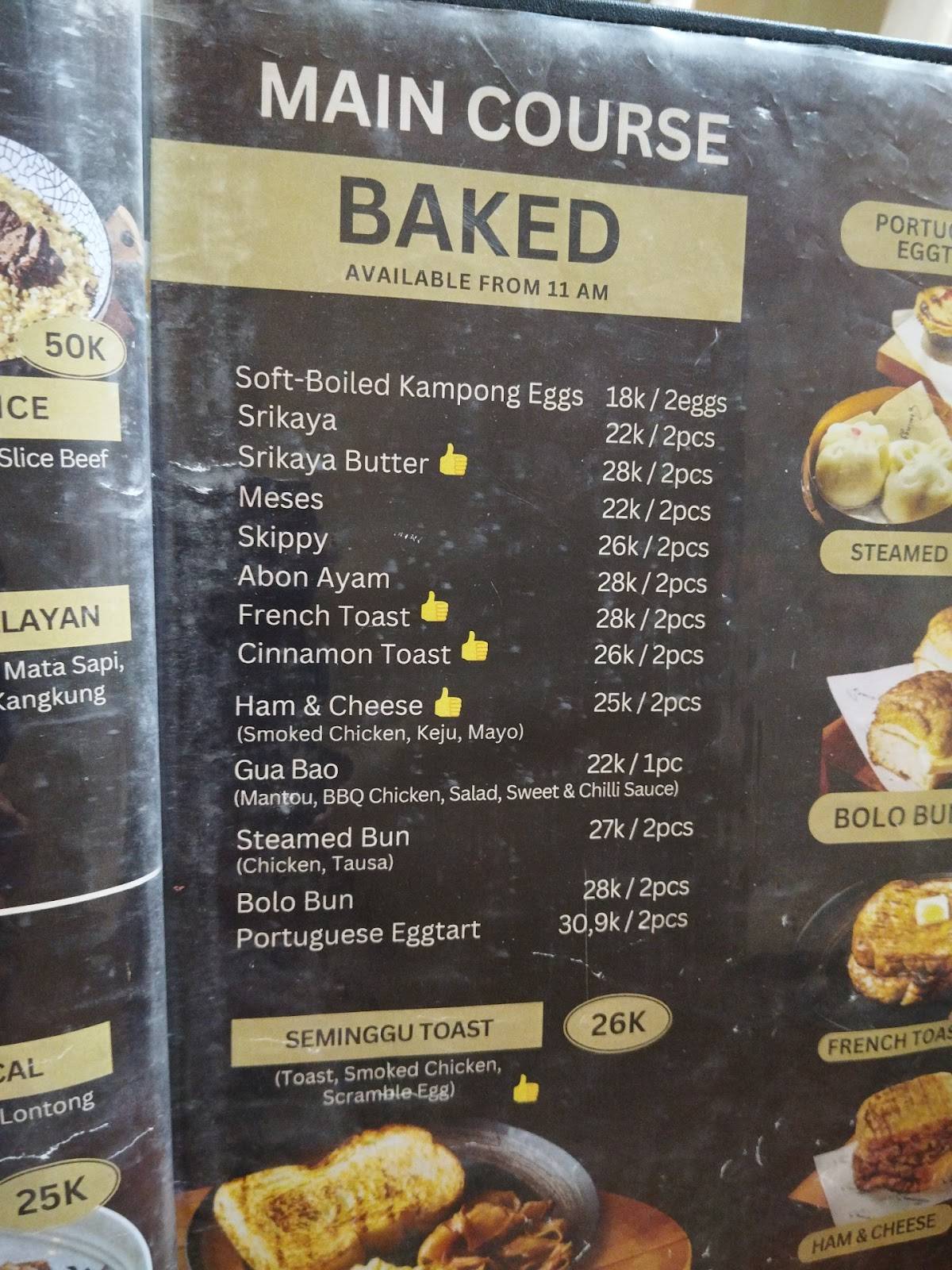 Menu at Seminggu Kopitiam restaurant, Medan