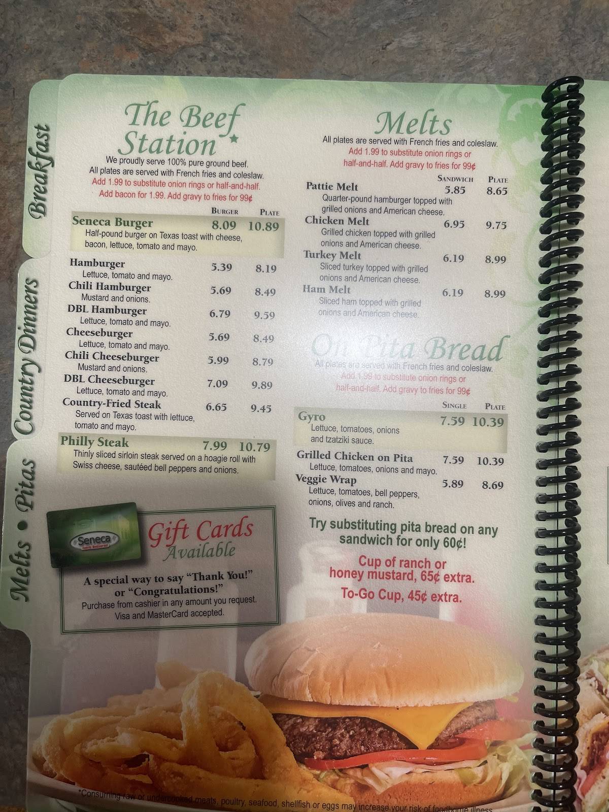 Menu at Seneca Family Restaurant, Seneca, 515 By Pass 123