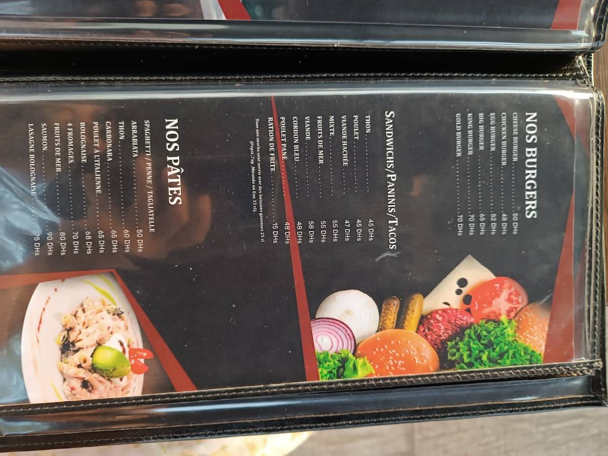 Menu au Seoulgarden restaurant, Rabat