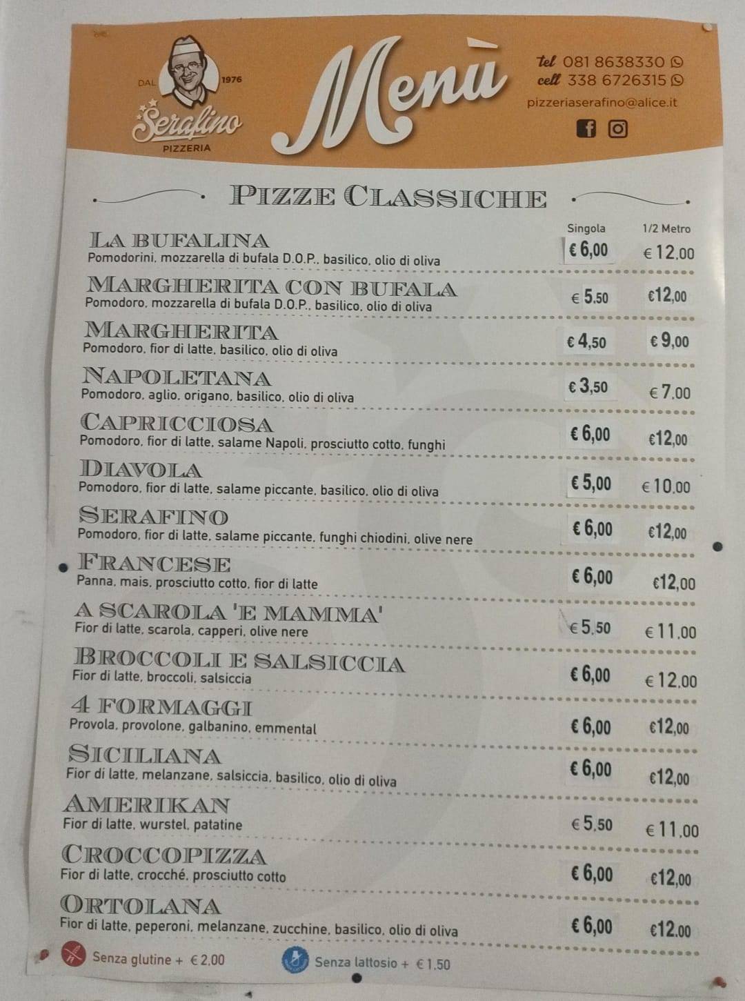 Menu au Serafino Pizzeria Birreria Di Cirillo Nicola, Scafati