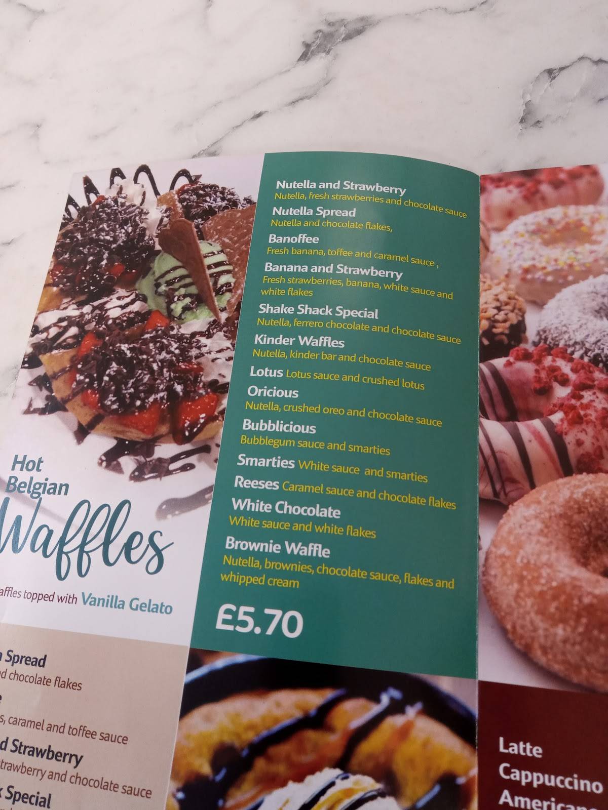 Carta del postres Shake shack and donuts, Leeds