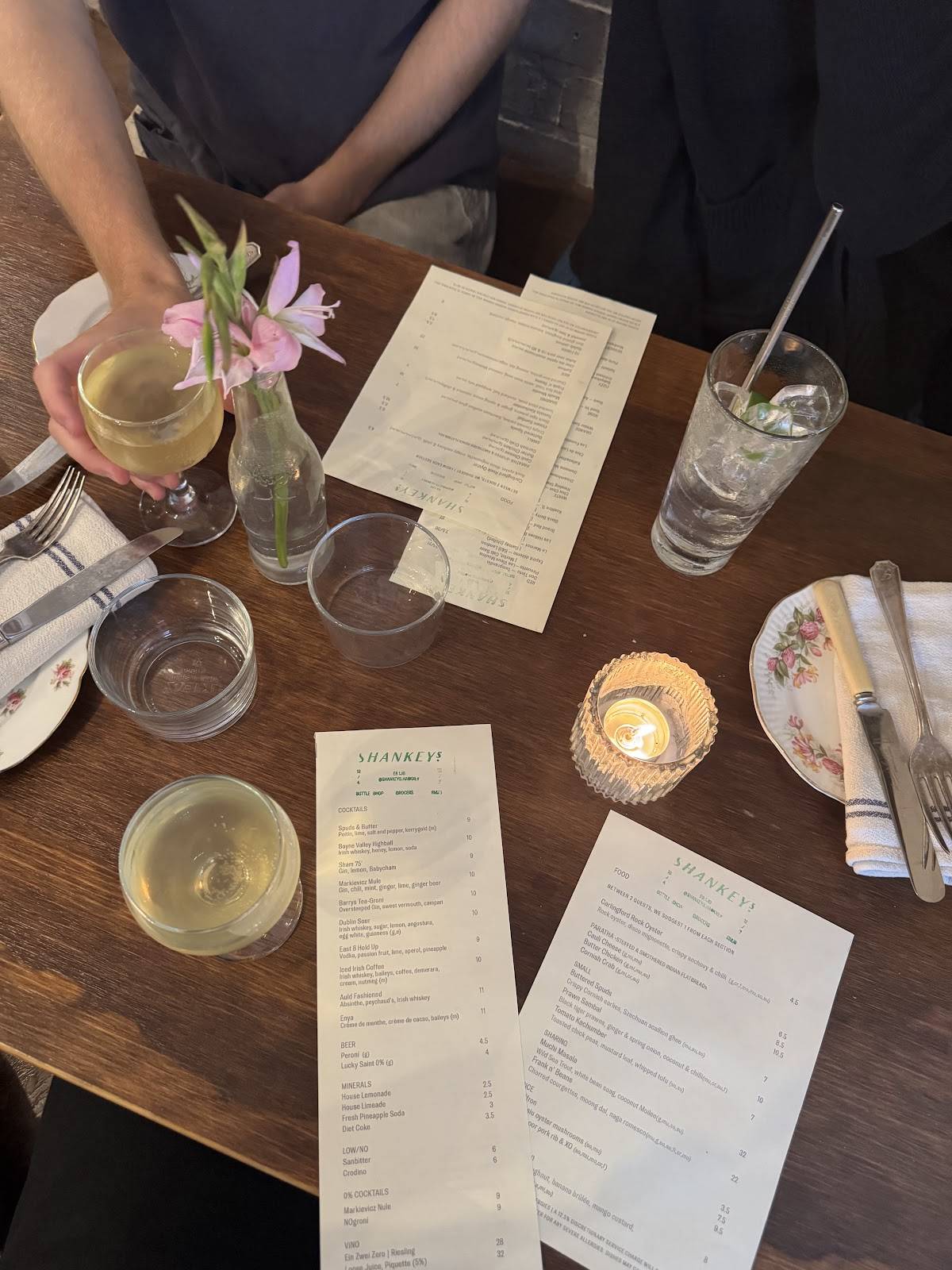 Menu at Shankeys restaurant, London