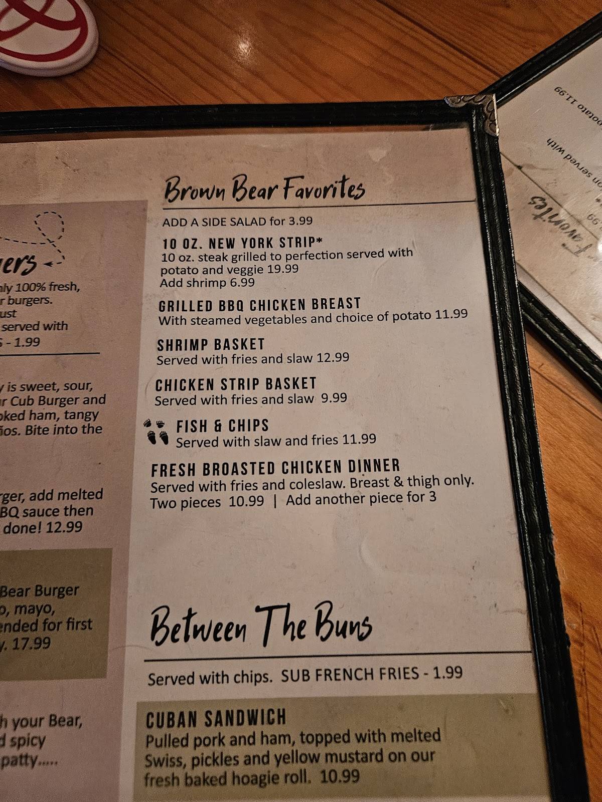 Menu at Brown Bear pub & bar, Shelby