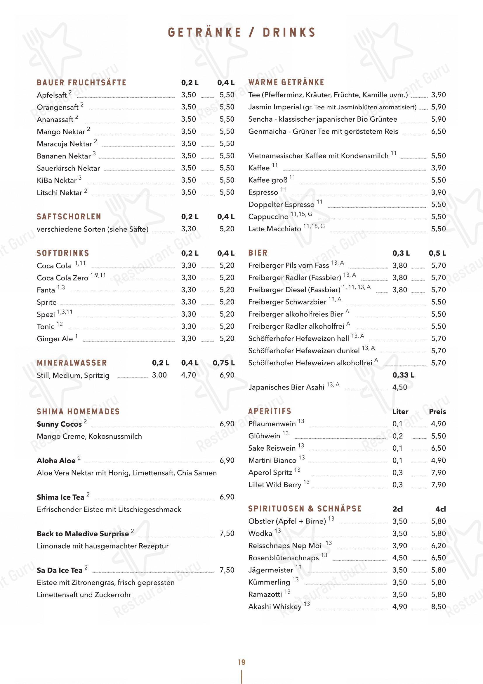 Speisekarte von Shima Restaurant - Großenhain, Großenhain