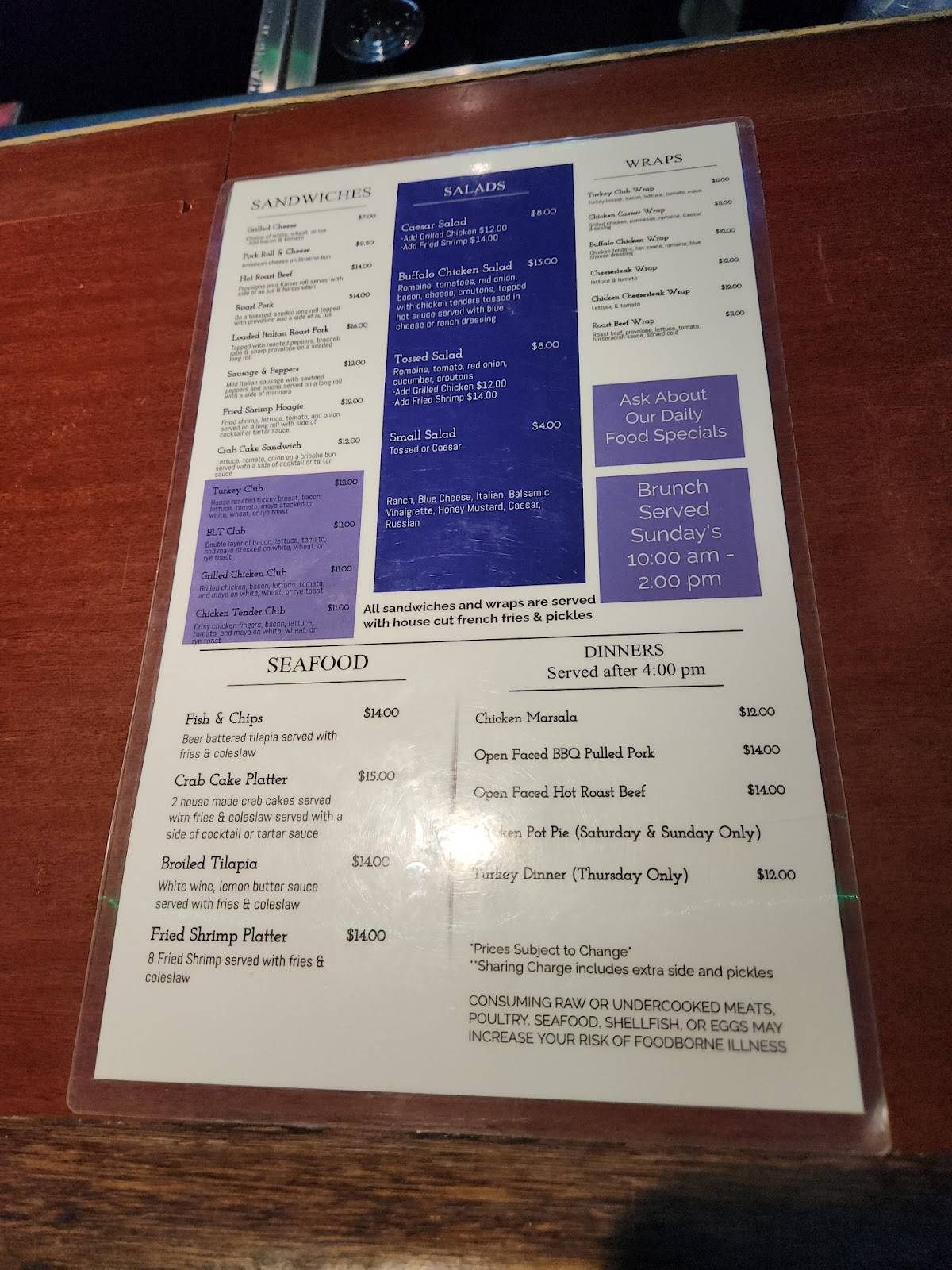 Menu at Ship 'N Shore Bar, Wildwood