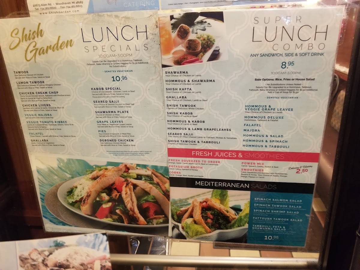 Menu at Shish Garden restaurant, Woodhaven