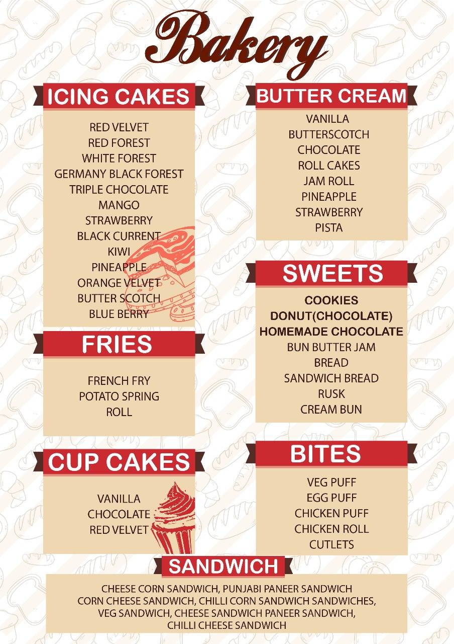 Menu at Shree Saravana sweets & bakery, Chennai