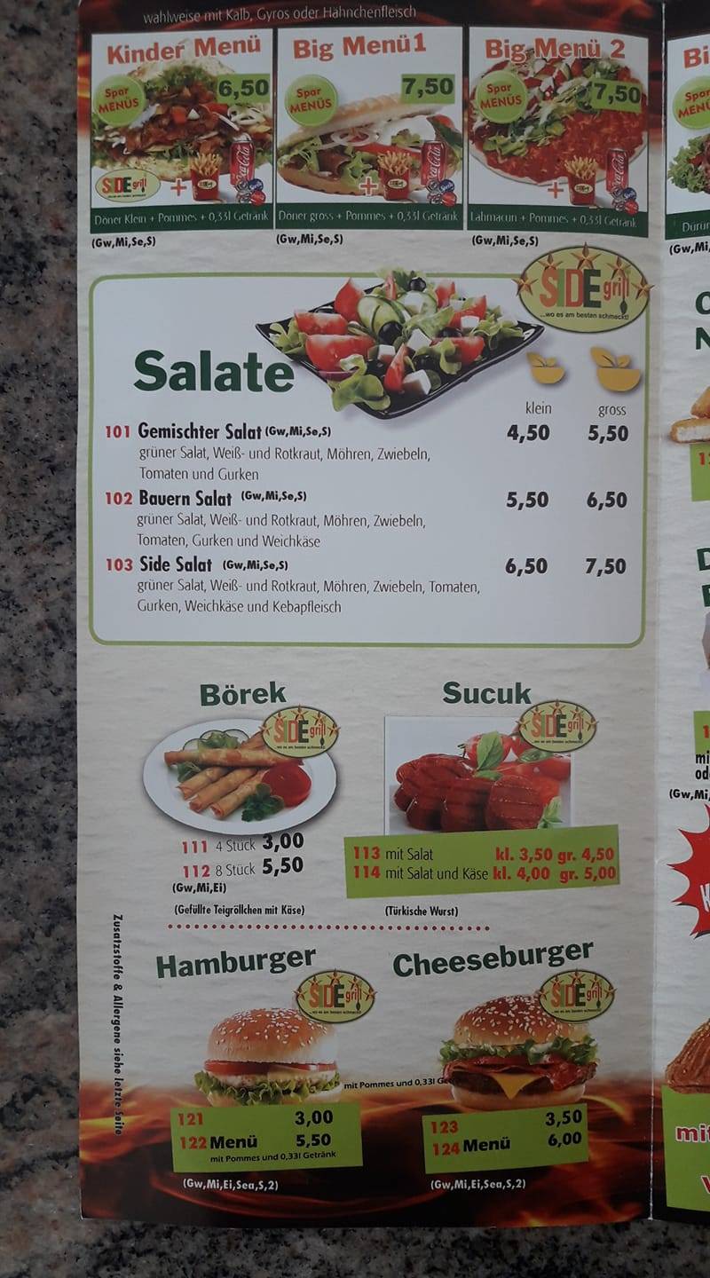 Speisekarte von Side-Grill Döner restaurant, Lebach