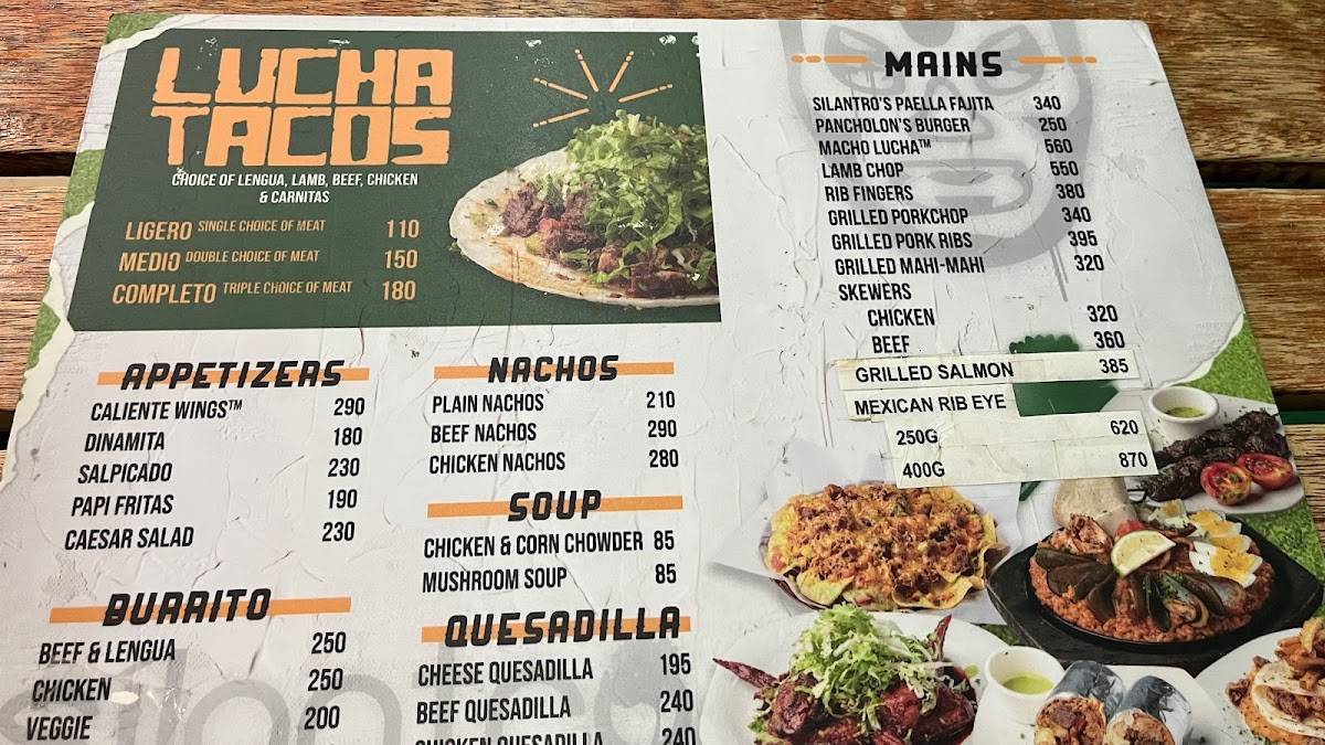 Menu at Silantro Fil-Mex Cantina restaurant, Pasig