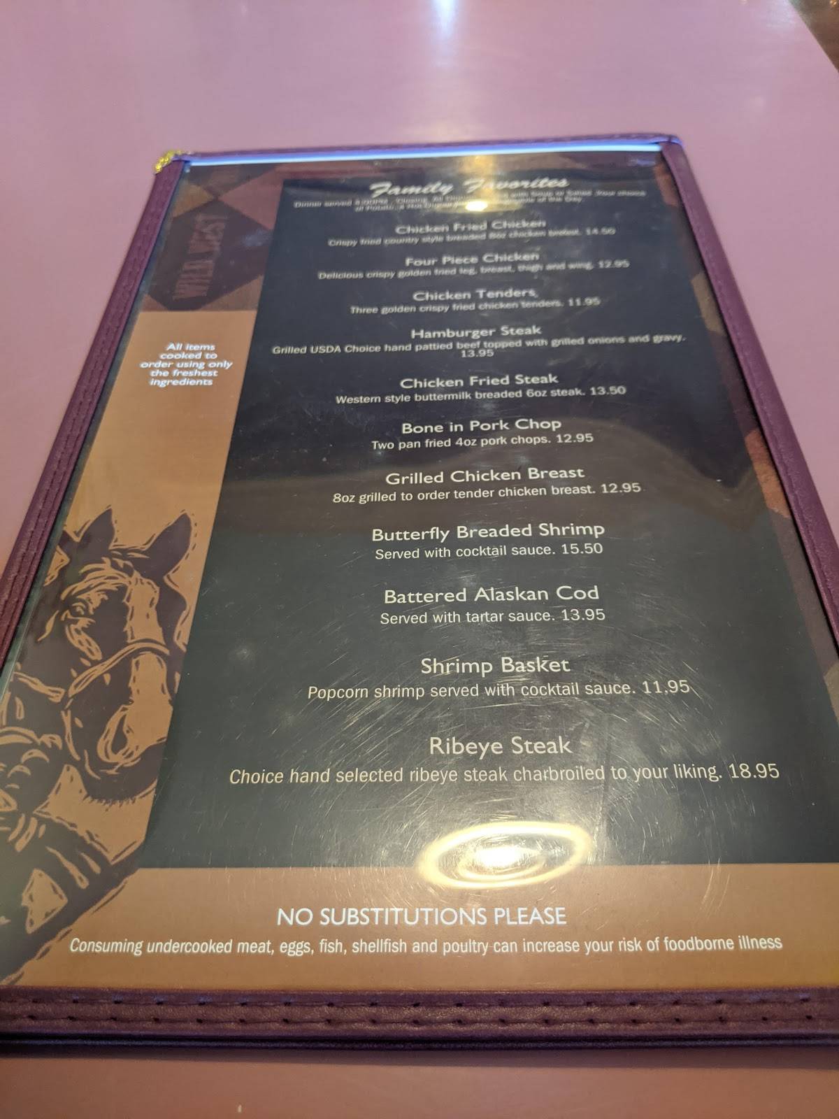 Menu at Silver Saddle Bar & Cafe, Basin