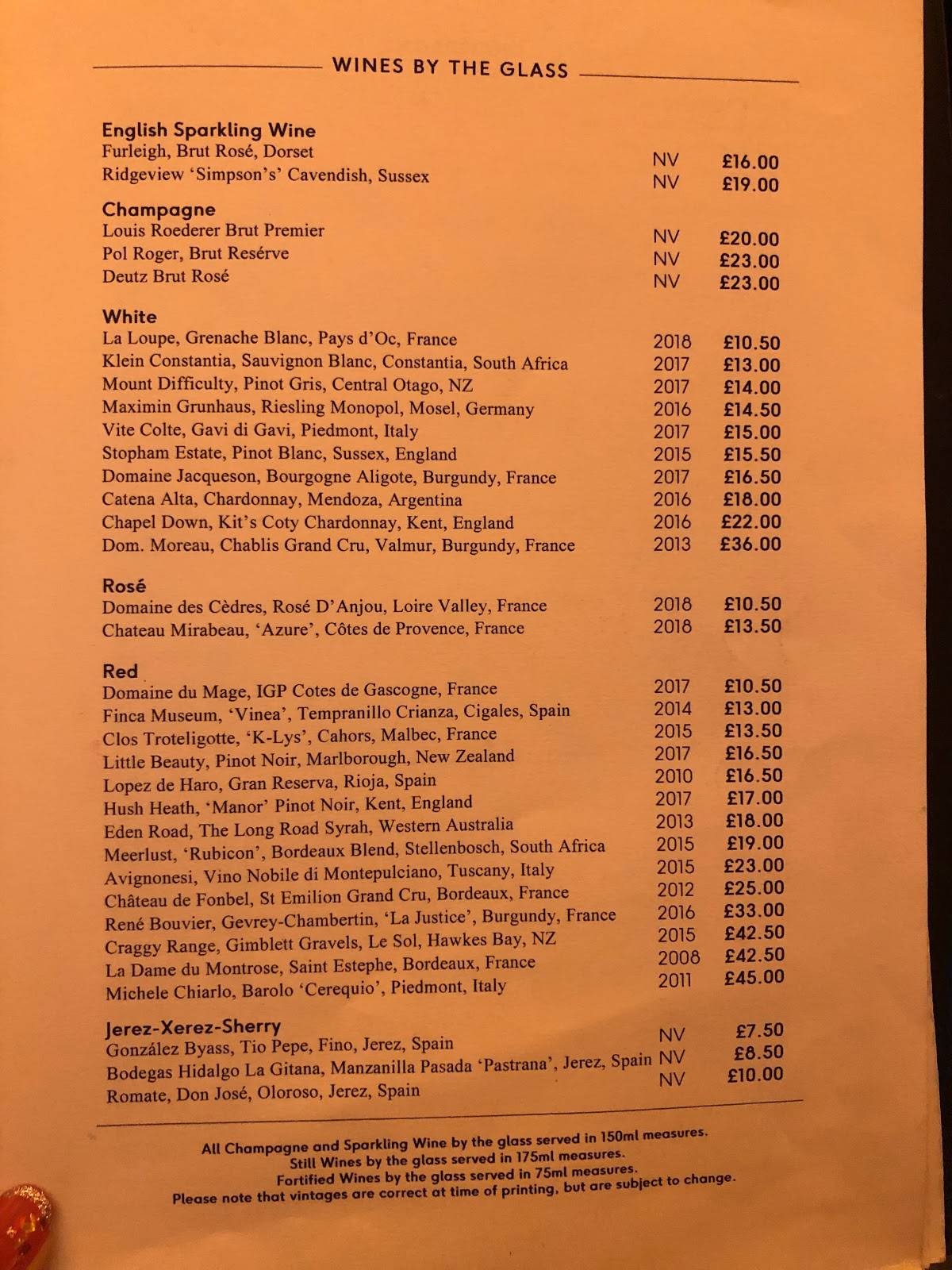 Menu at Simpson's in the Strand restaurant, London