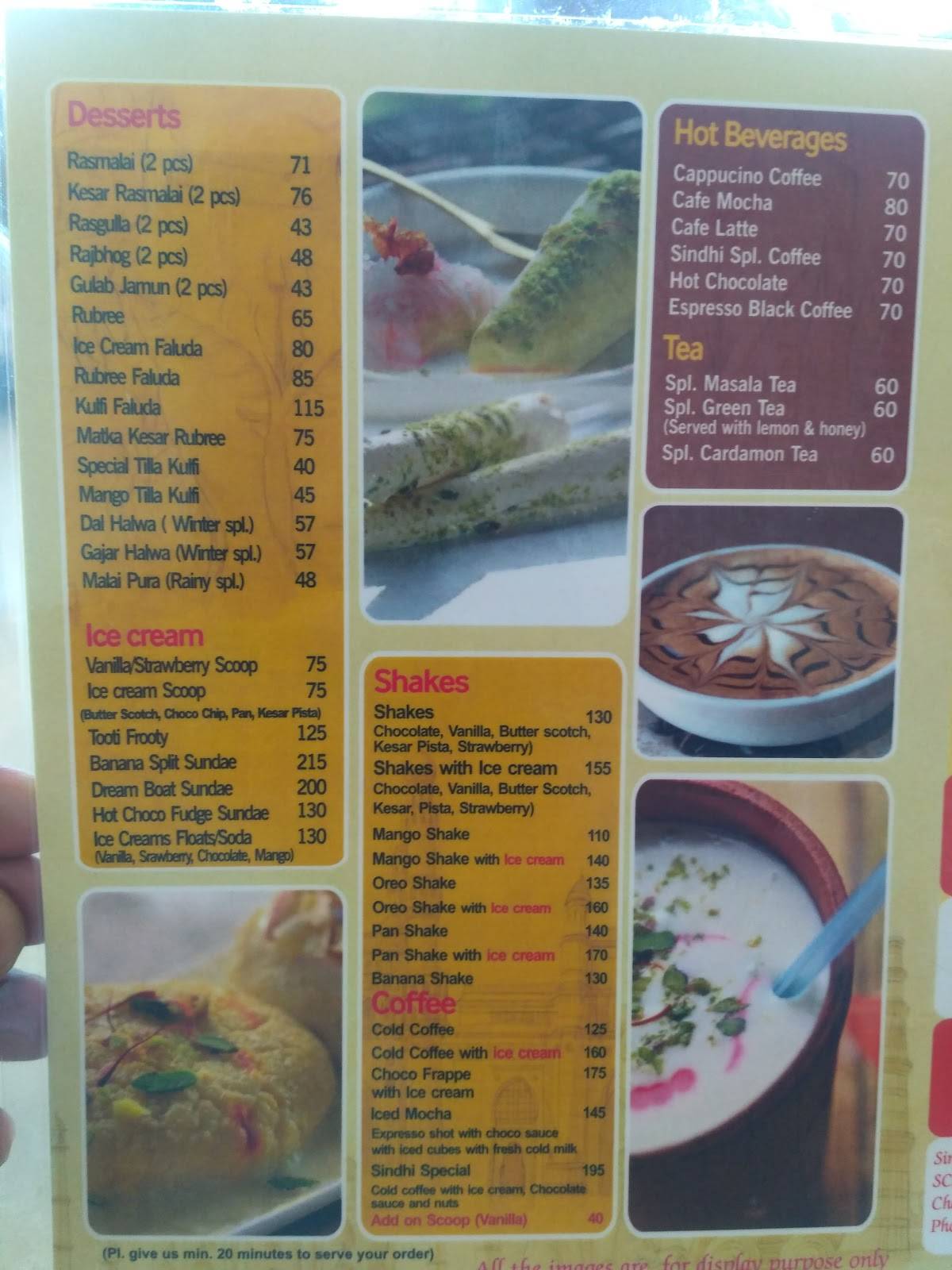Menu at Sindhi Sweets, Chandigarh, 178A