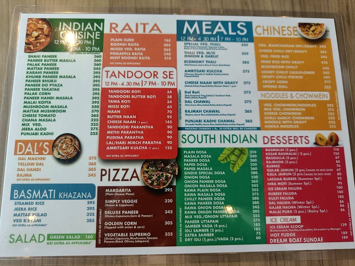 Menu at Sindhi Sweets, Chandigarh, 178A