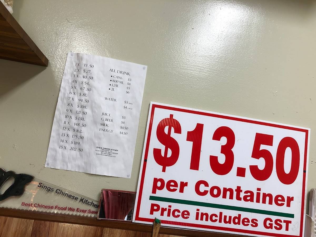 Menu at Sing Chinese Kitchen fast food, Frenchville