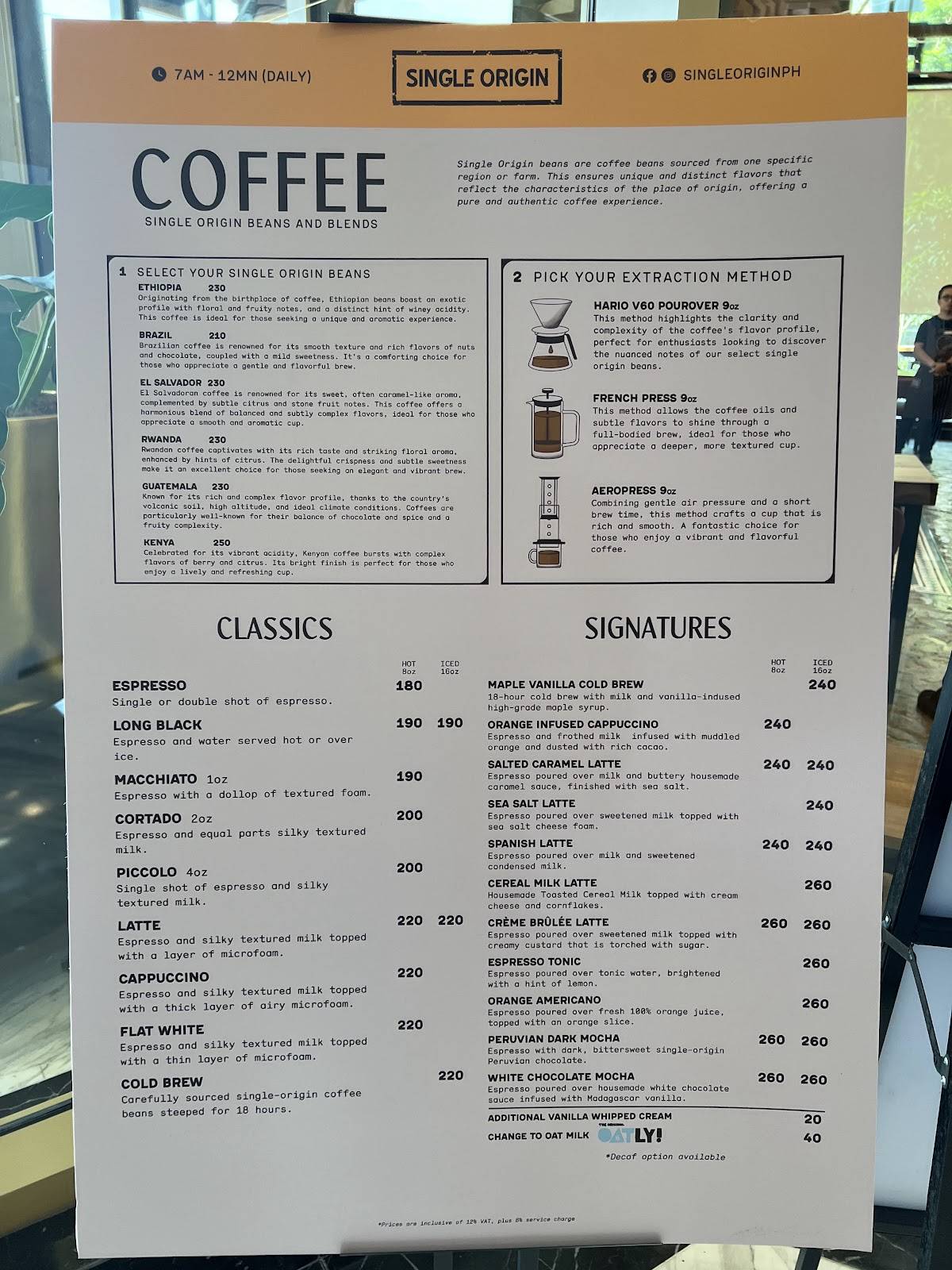 Menu at Single Origin - Opus Mall restaurant, Quezon City