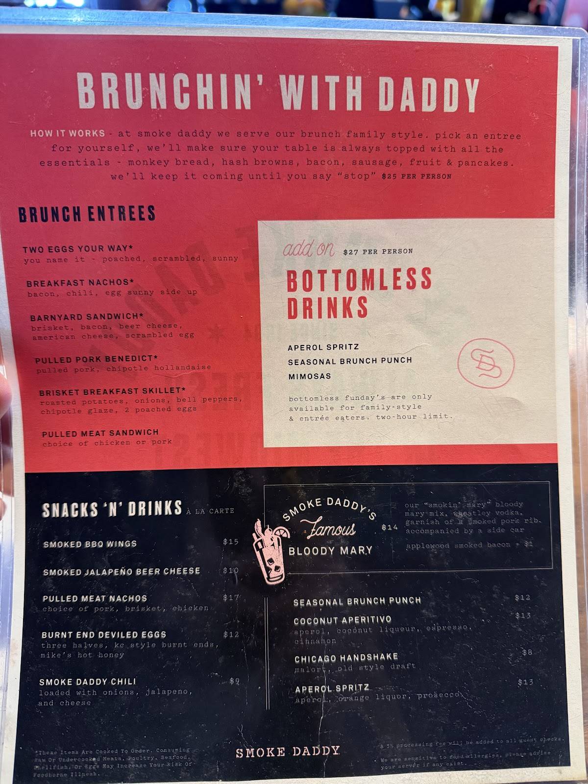 Menu at Smoke Daddy BBQ - Wrigleyville, Chicago, N Clark St