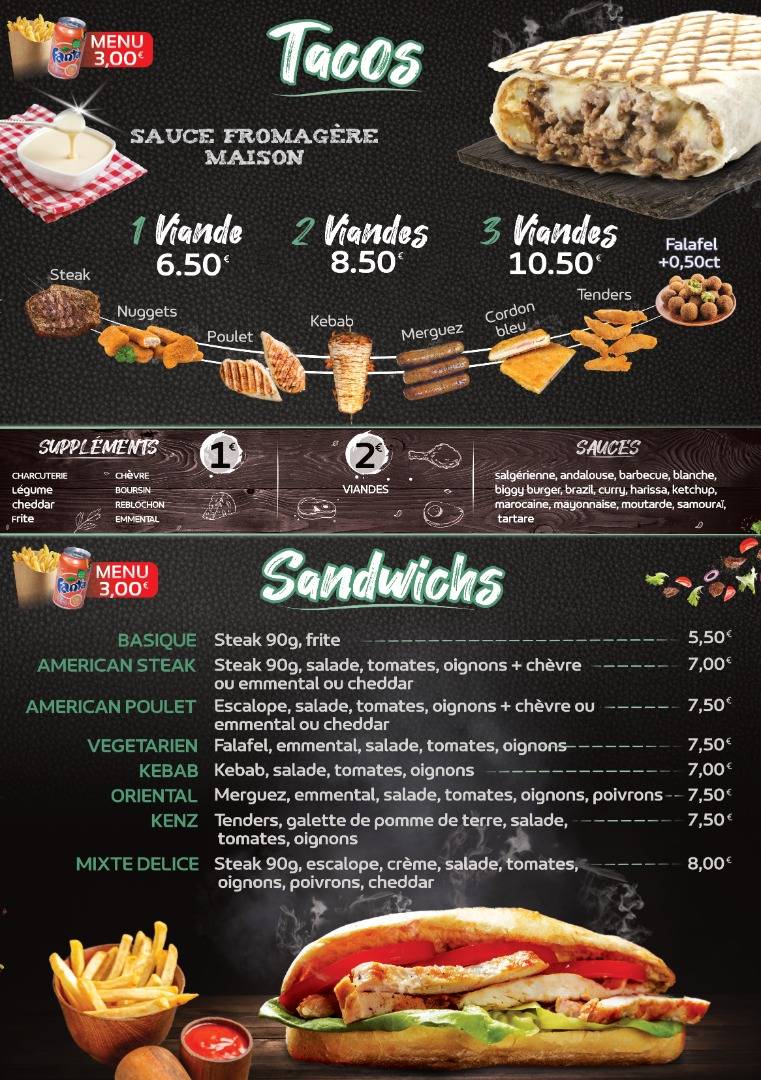 Menu au Snack le délice restaurant, Hyères