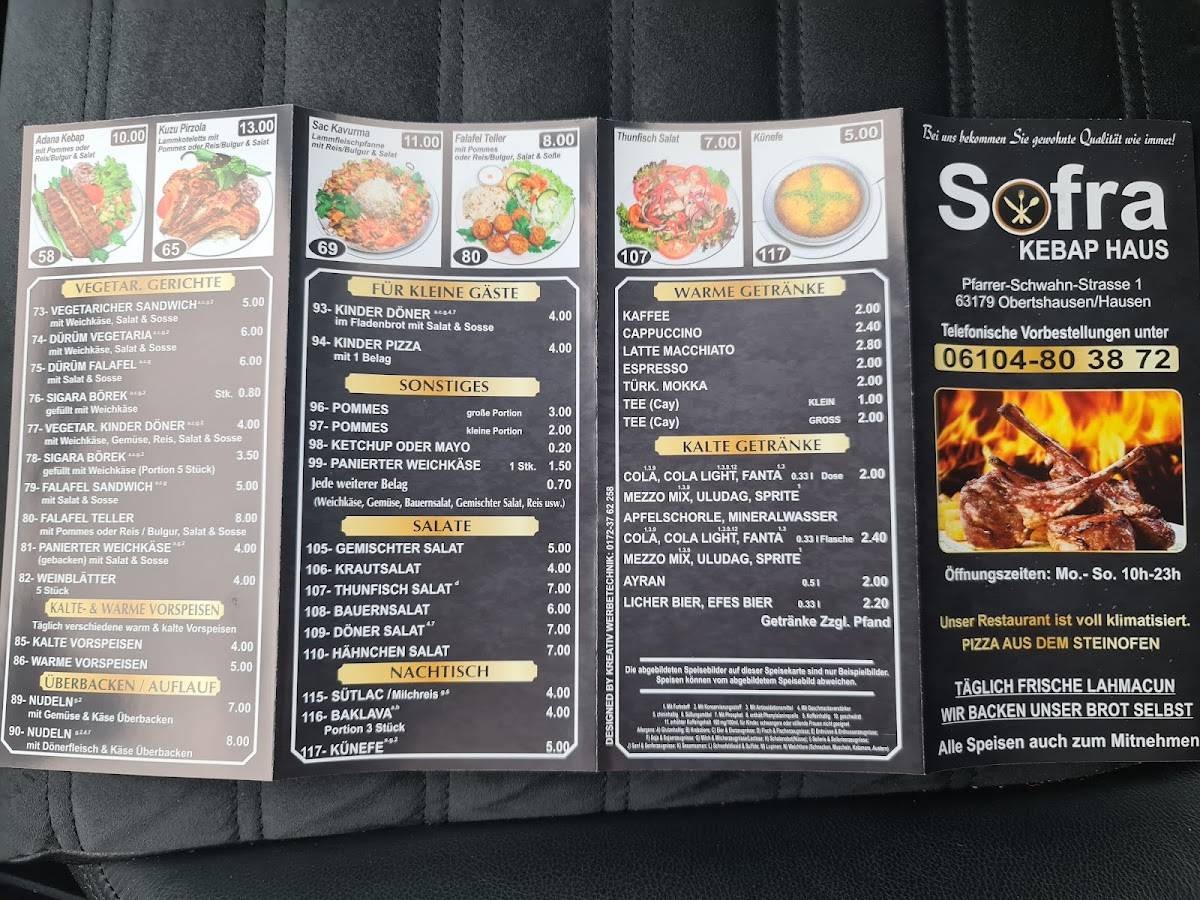 Speisekarte von Sofra Kebabhaus fast Food, Obertshausen