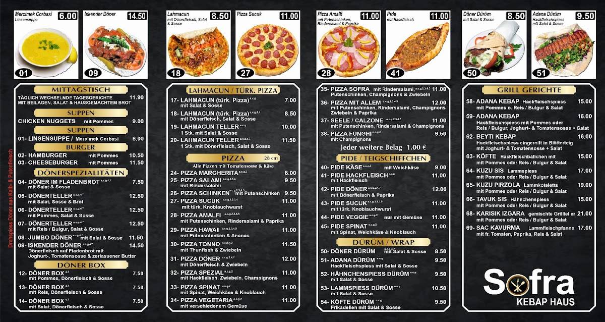 Speisekarte von Sofra Kebabhaus fast Food, Obertshausen