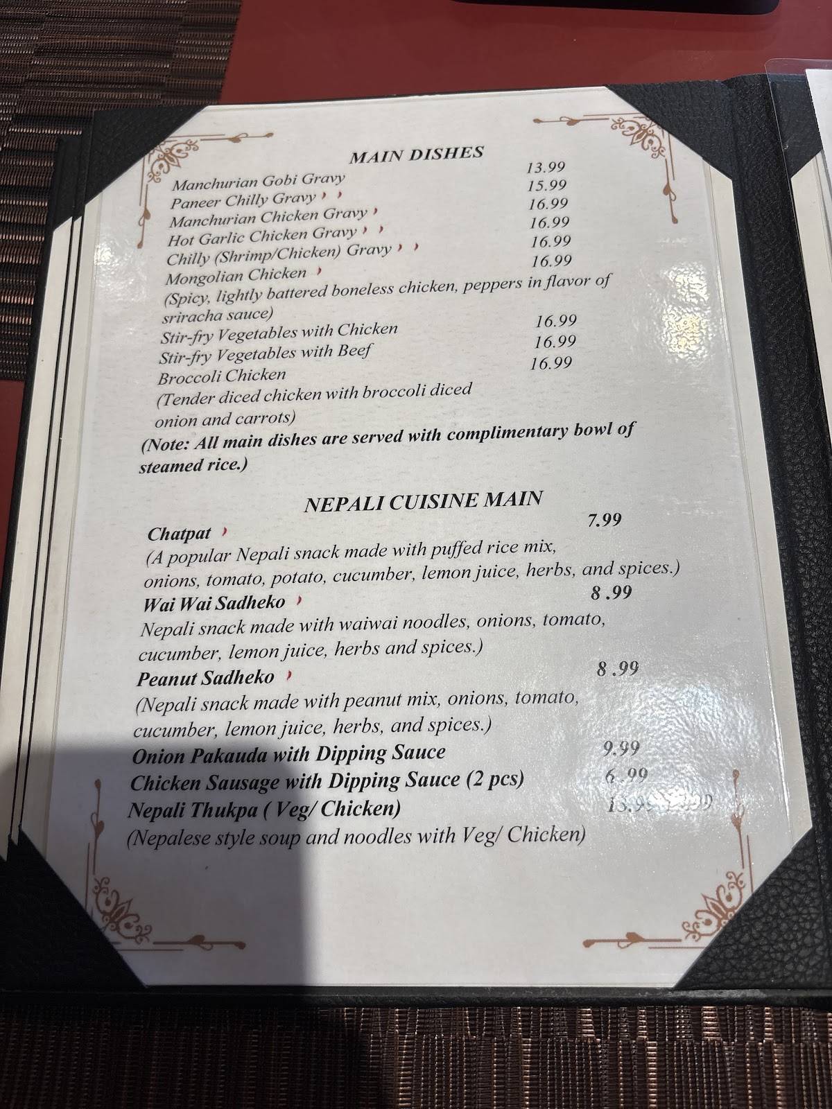 Menu at Soo Spice Yeti restaurant, Sault Ste. Marie