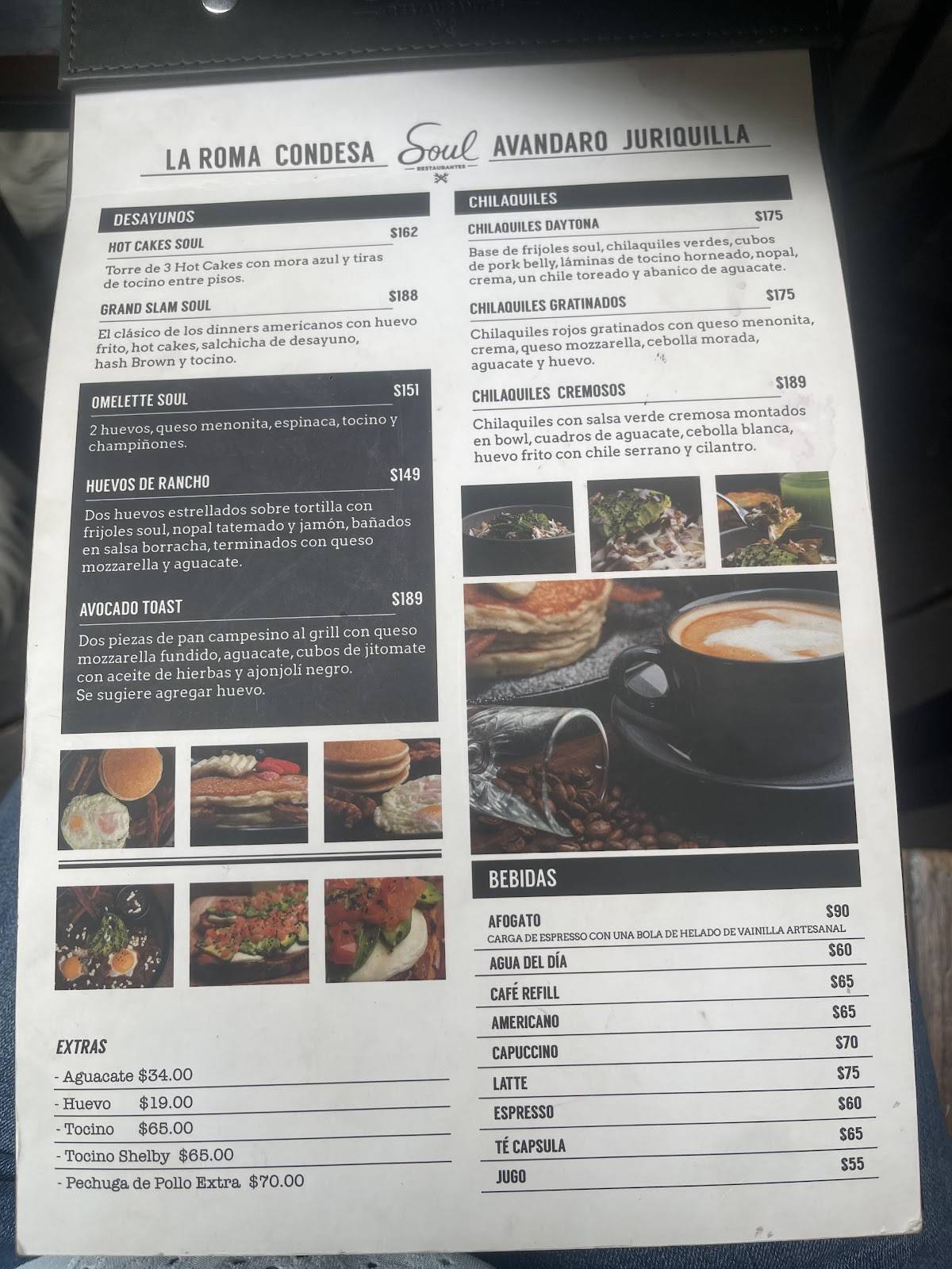 Carta del restaurante Soul Avándaro, Valle del Bravo