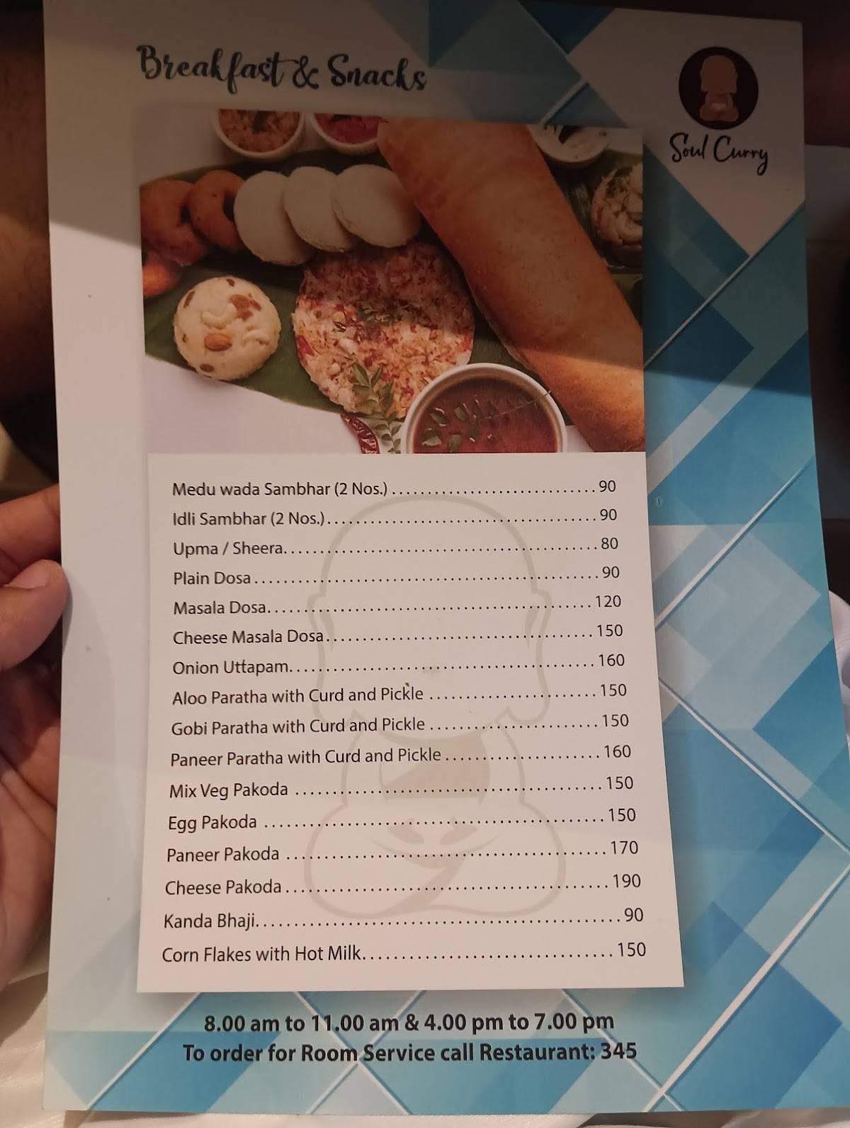 Menu at Soul Curry, Panjim, Panaji