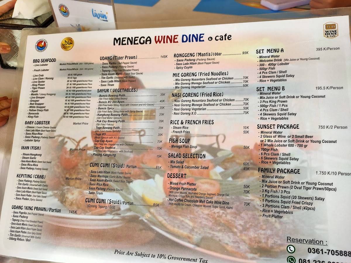 Menu at Menega Cafe, Jimbaran, +MR6