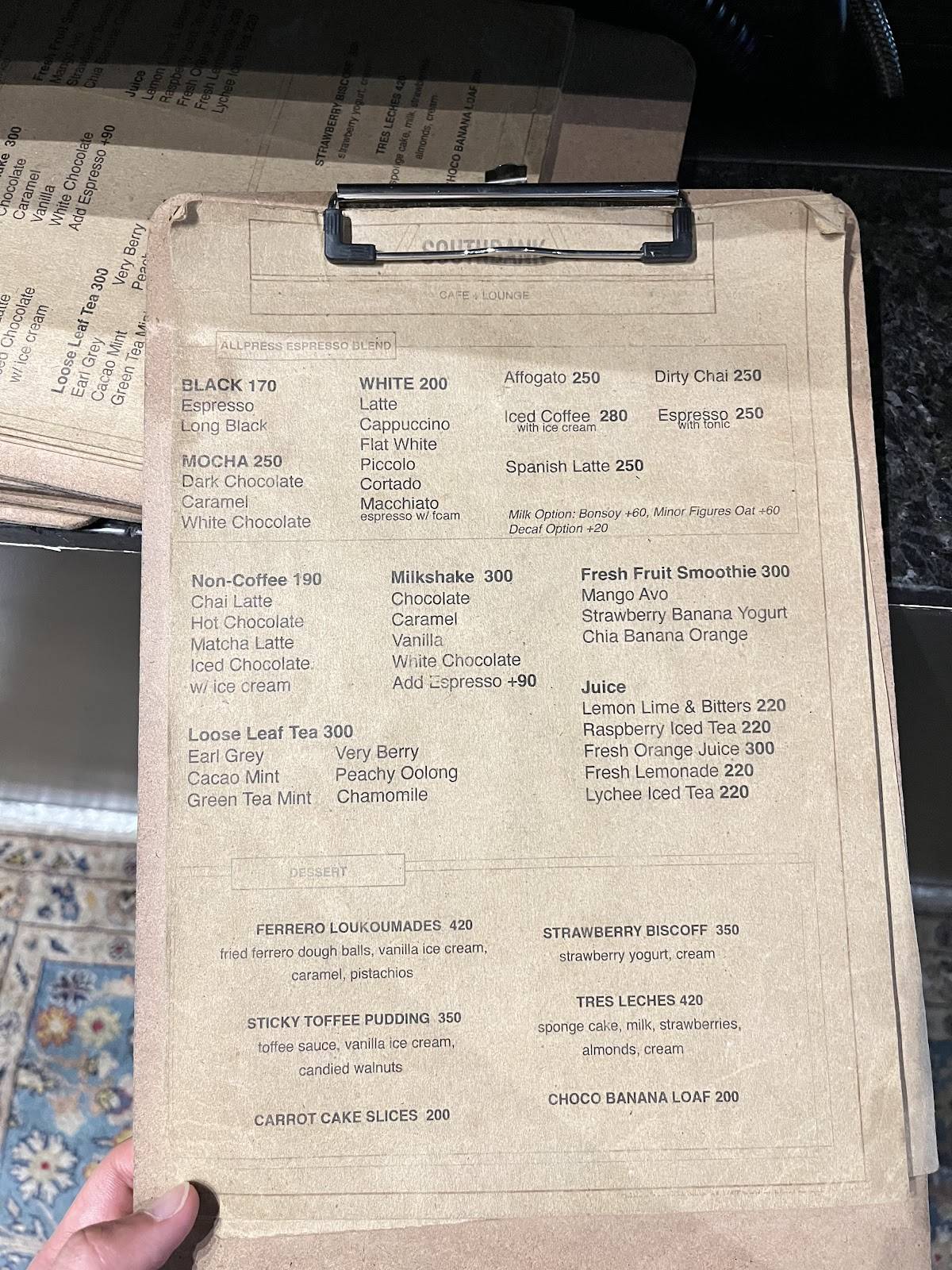 Menu at Southbank Cafe + Lounge - Estancia, Pasig
