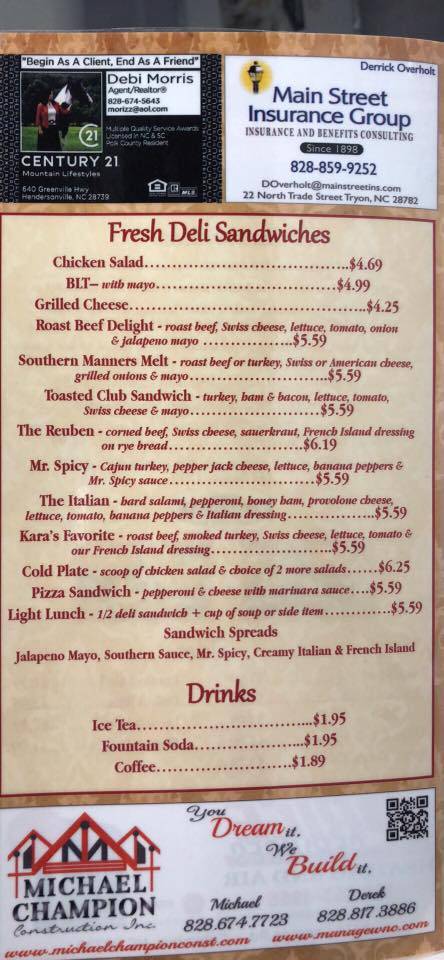 Menu at Southern Manners Restaurant, Columbus