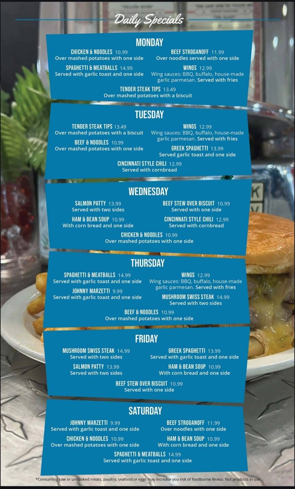 Menu at Southside Diner restaurant, Mount Vernon
