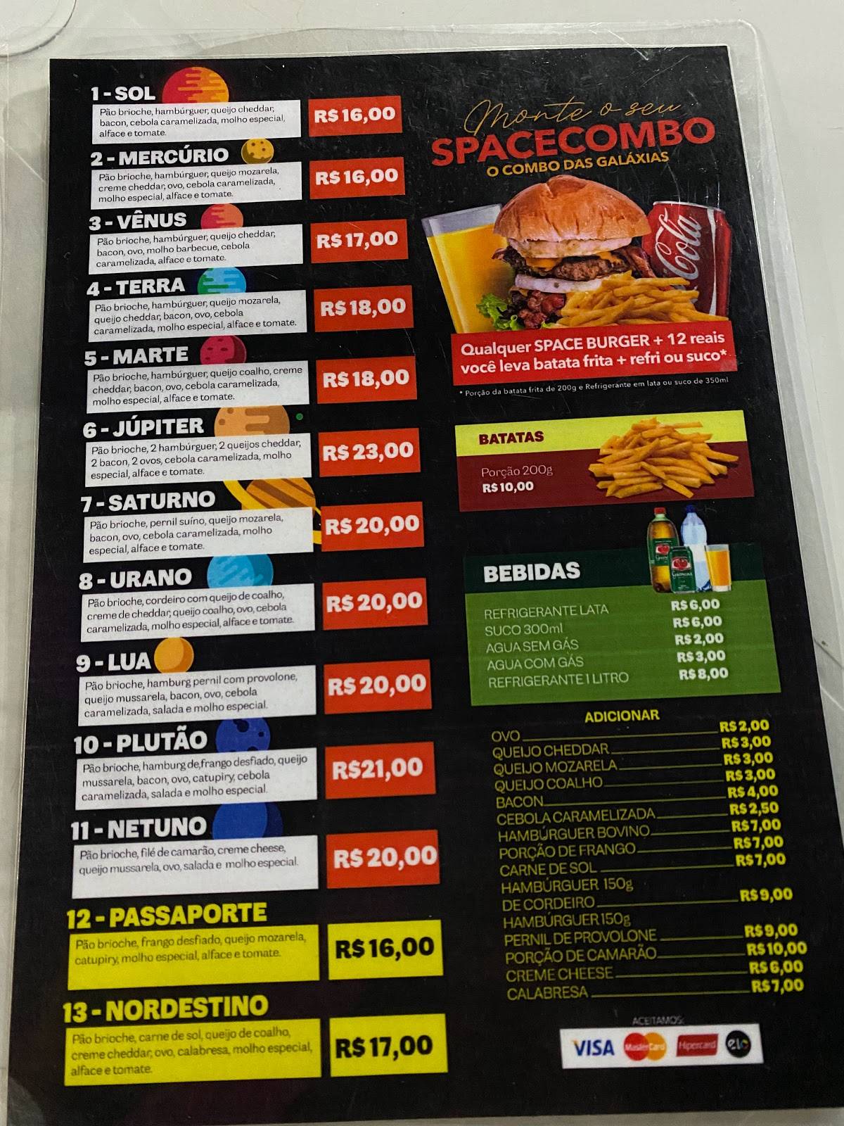 Menu em Space Burger Gourmet restaurante, Natal