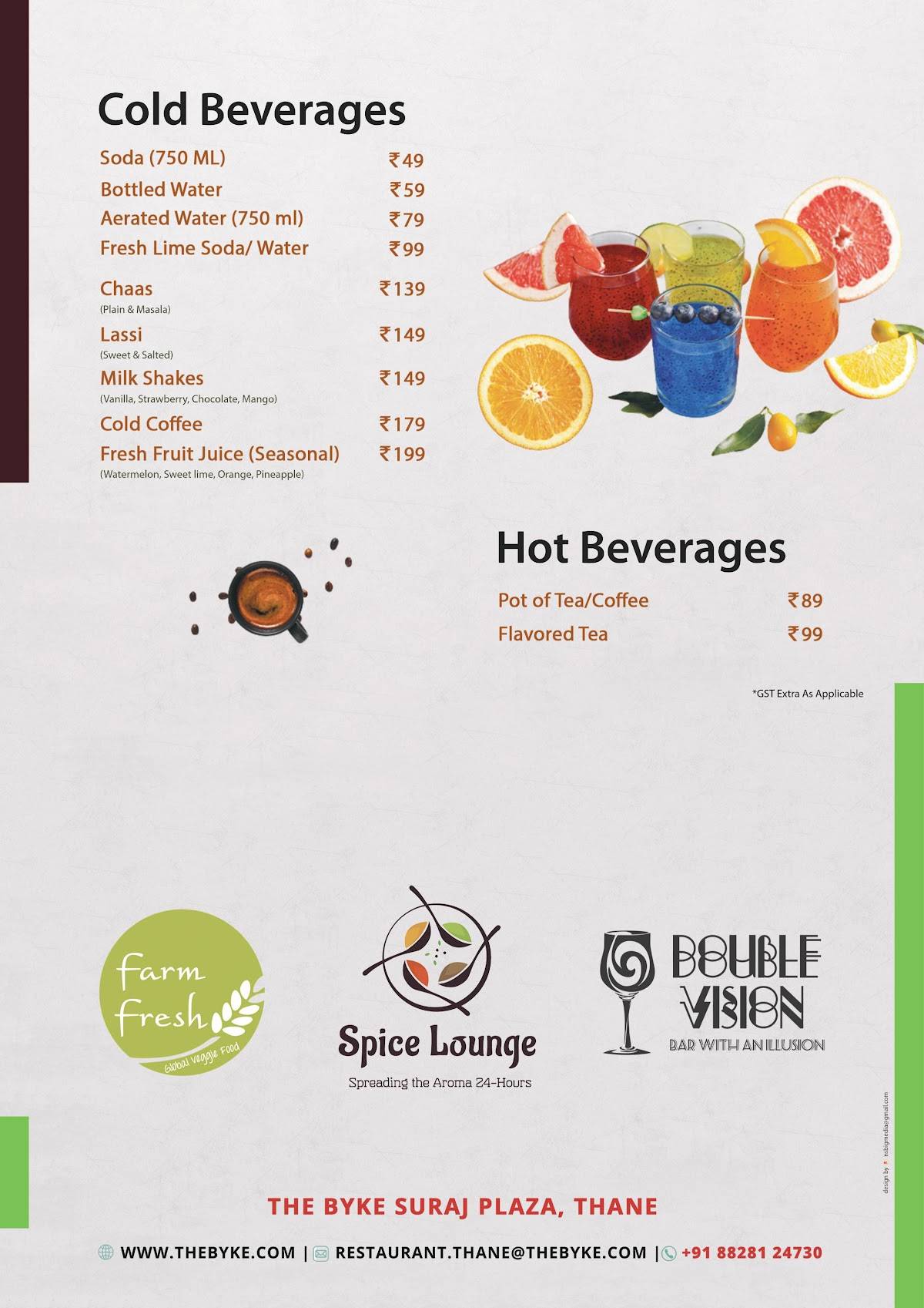 Menu at Spice Lounge - Thane, Thane, The Byke Suraj Plaza