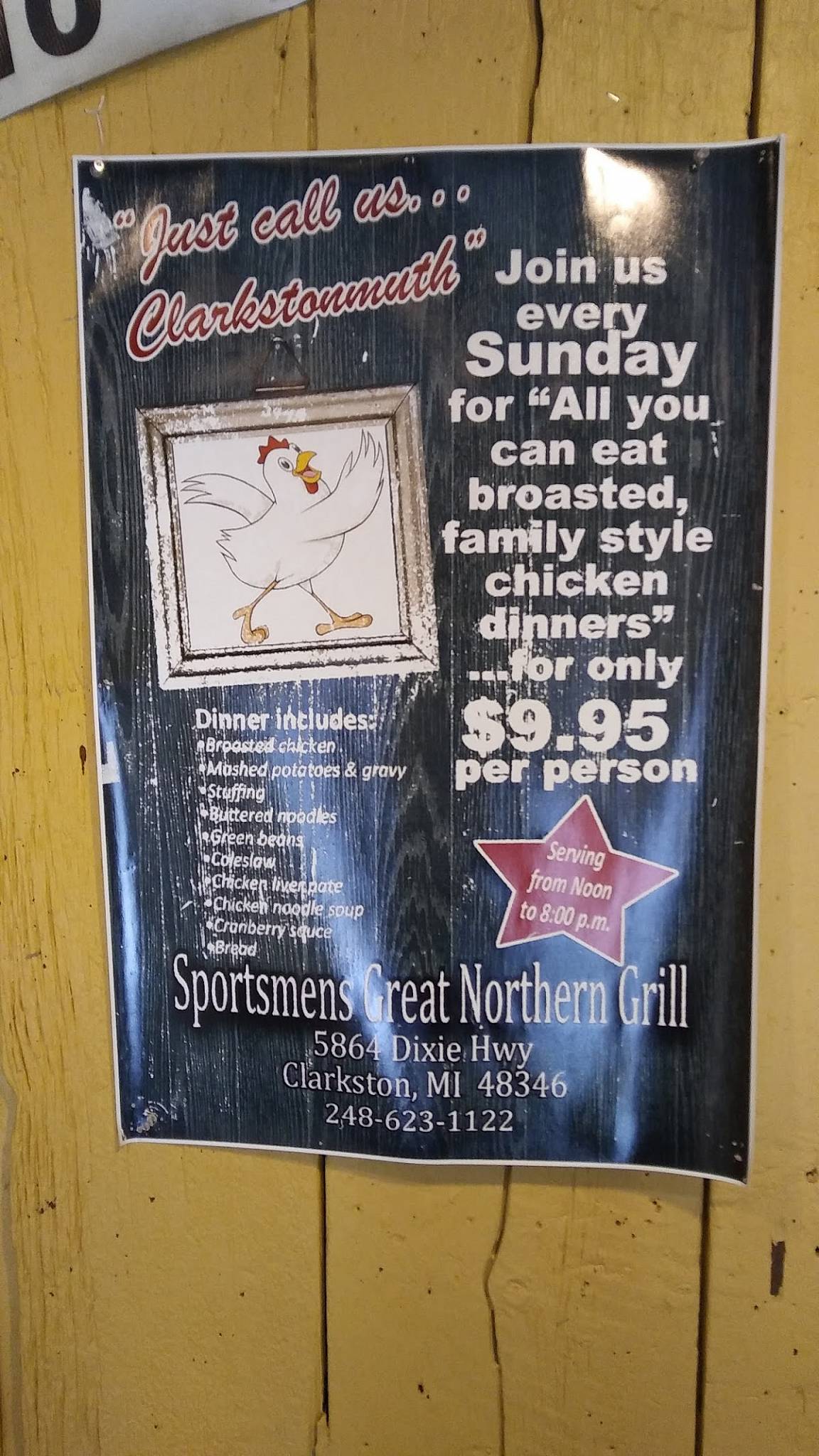 Menu at Sportsmens Great Northern Grill pub & bar, Clarkston