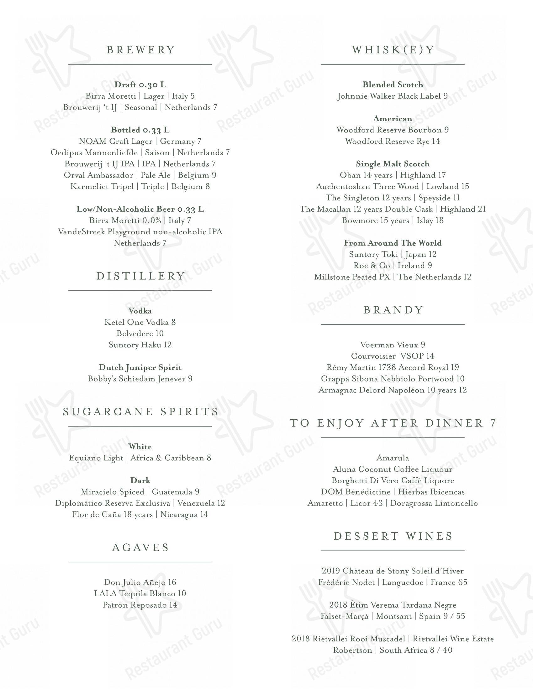 Menu at Spring Cafe Brasserie Amsterdam, Amsterdam