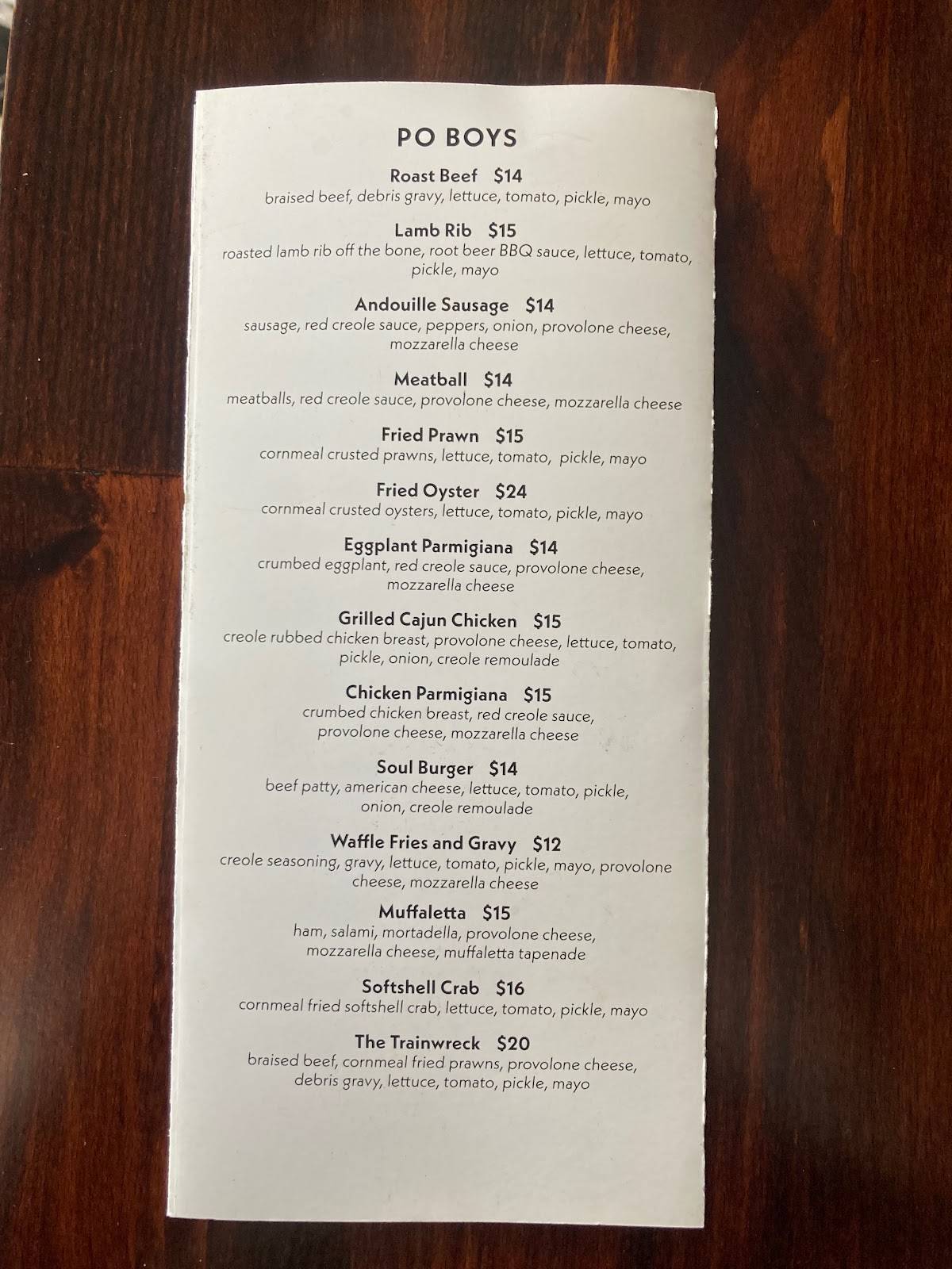 Menu at Creole Soul Kitchen restaurant, Spring Hill