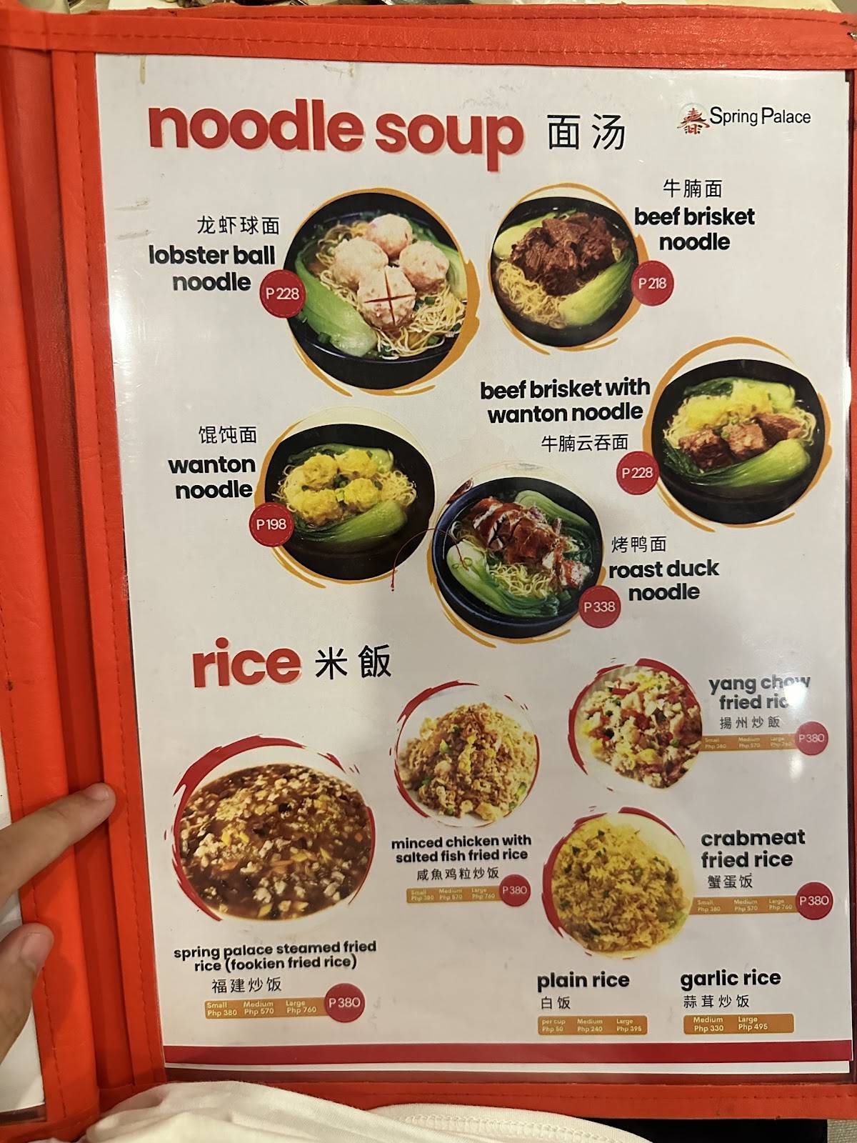 Menu at Spring Palace Seafood Restaurant, Iloilo City