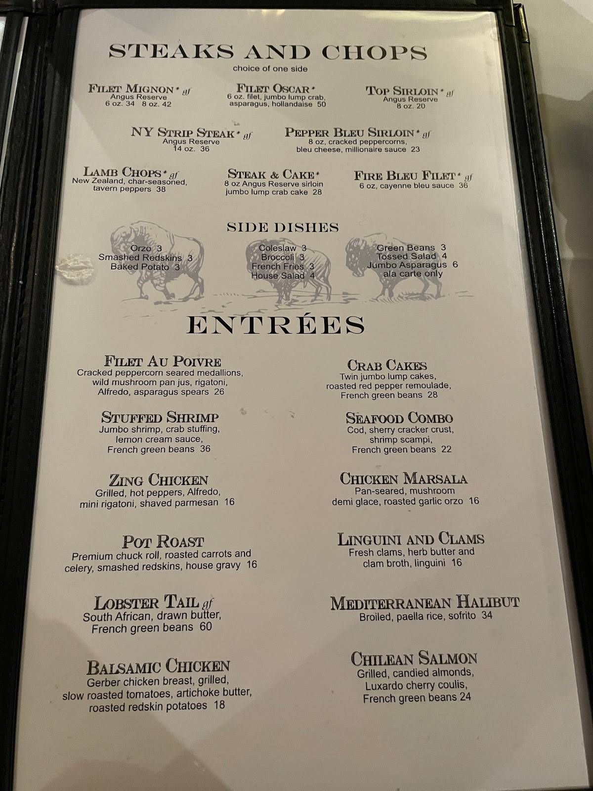Menu at Springfield Grille restaurant, Youngstown
