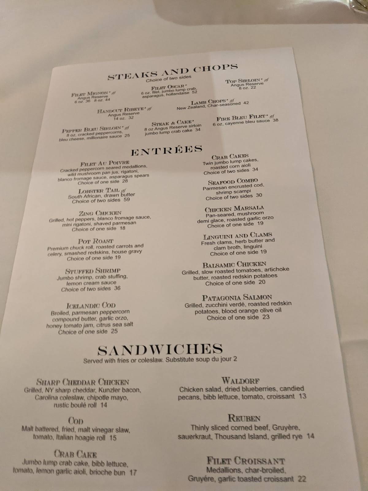 Menu at Springfield Grille restaurant, Youngstown
