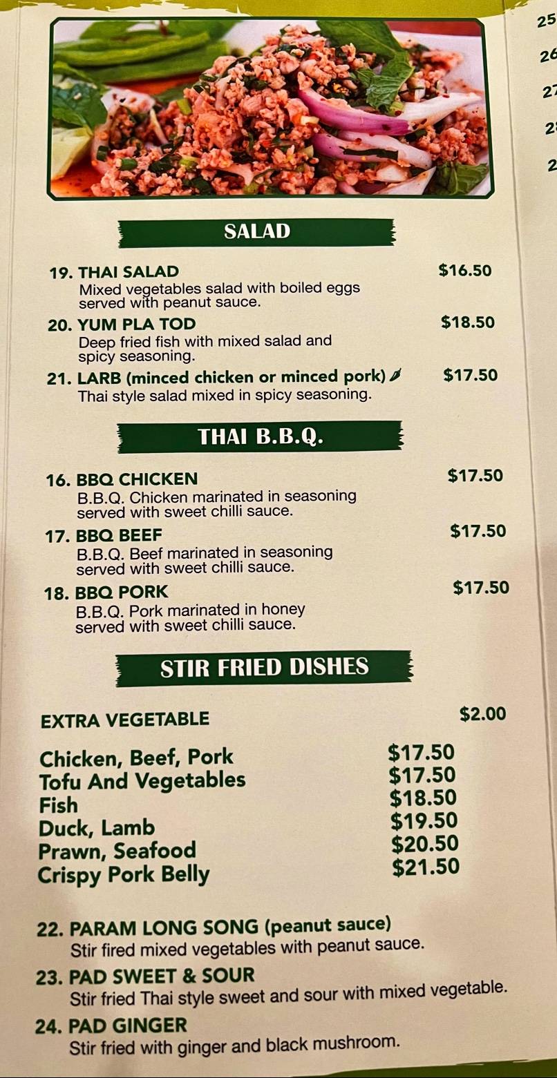 Menu at Springwood Thai Kitchen restaurant, Springwood