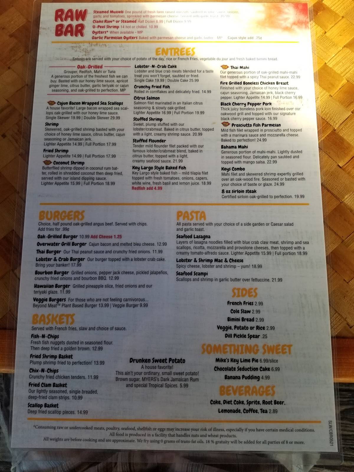 Menu at Squid Lips restaurant, Melbourne