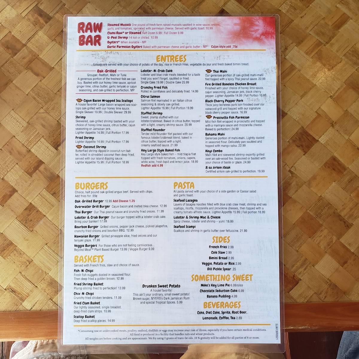 Menu at Squid Lips restaurant, Melbourne
