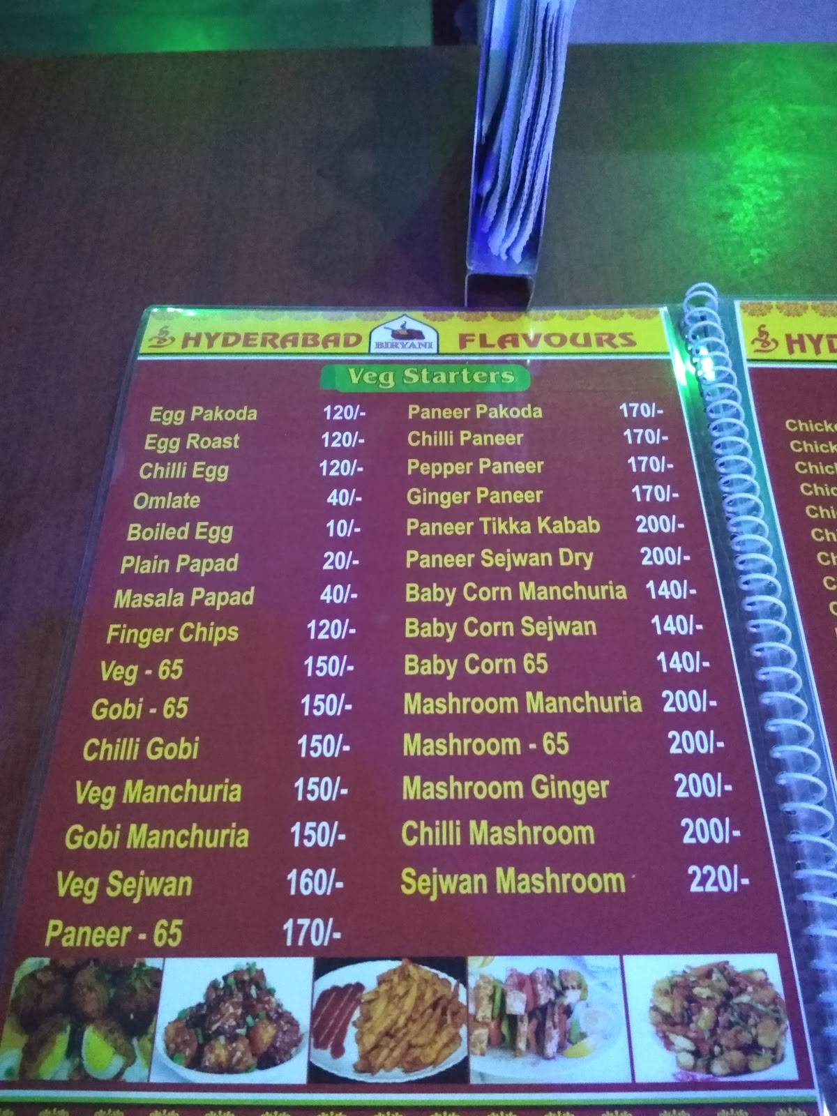 Menu at Sri Hyderabad Flavours Open Garden Dinning, Sangareddy, Vidya ...